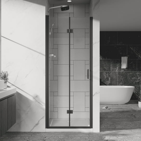 60x62 Inch Standard Size Frameless Aluminum Shower Door, Dual Sliding ...