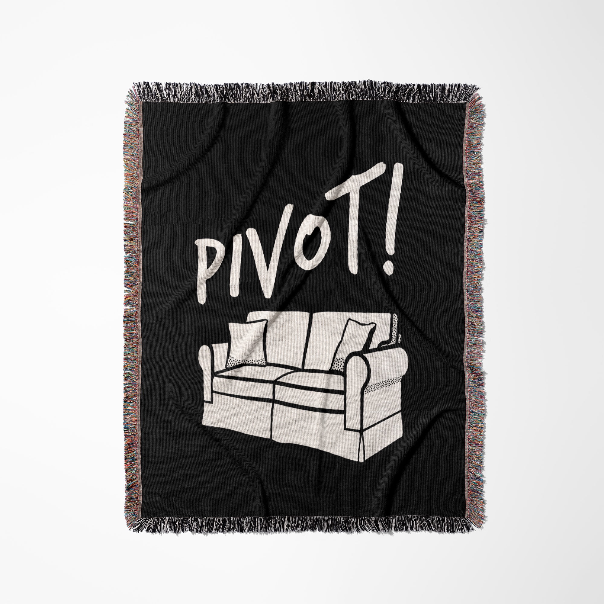 Pivot With Couch Clipart. White Lettering On A Black Background., Woven ...