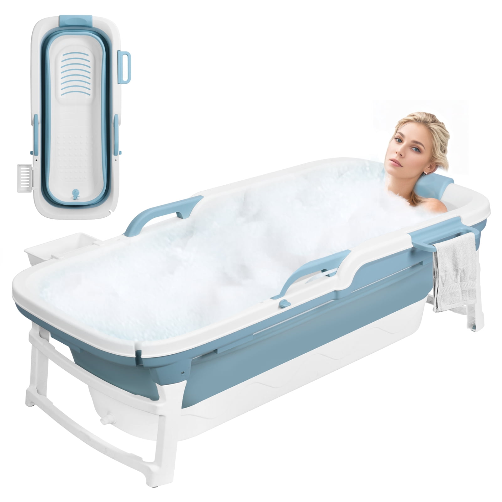 Piweml 55 inch Portable Bathtub, Foldable Soaking Bathtub for Adults ...