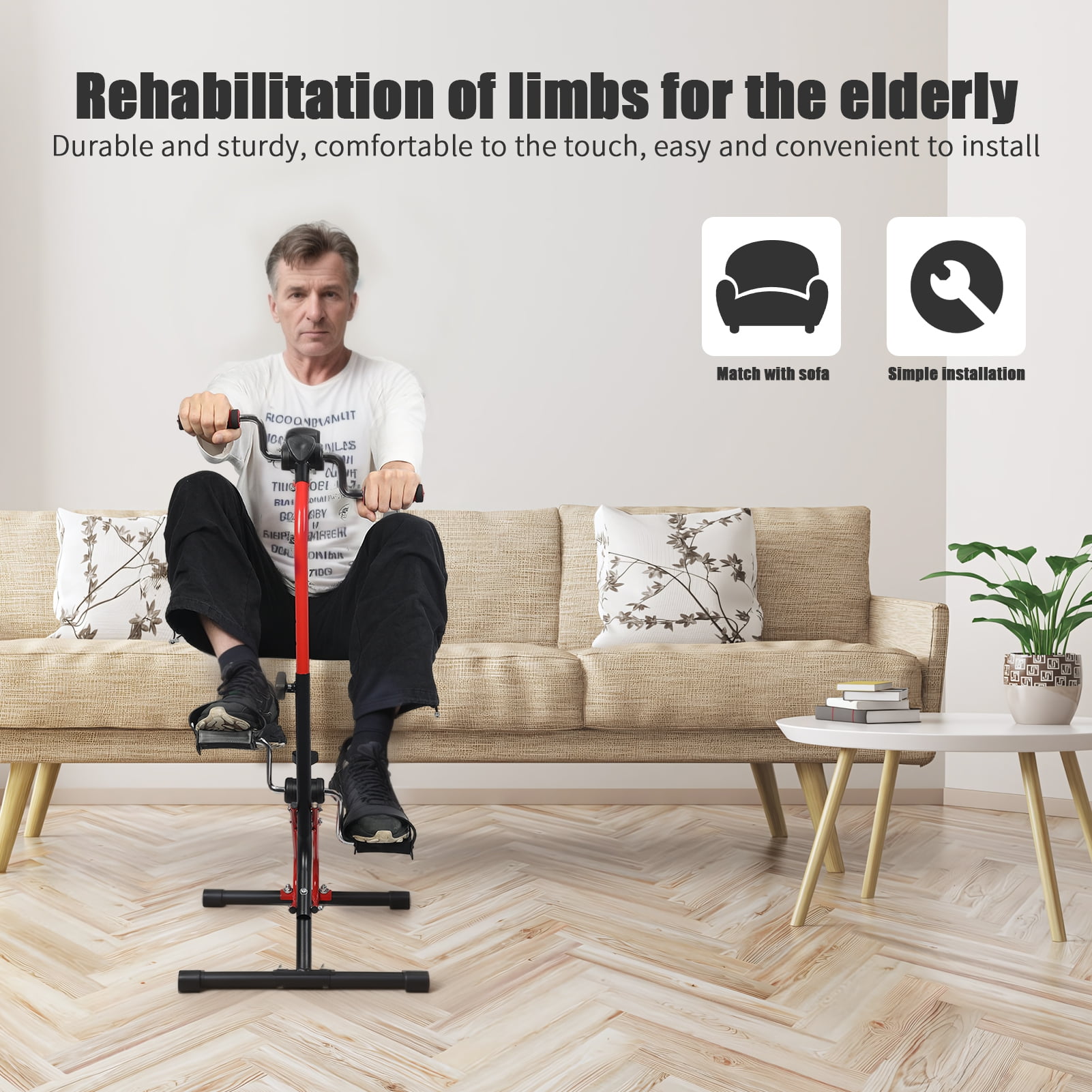 Piweml Pedal Exerciser Bike, Hand Arm Leg and Knee Peddler Adjustable ...
