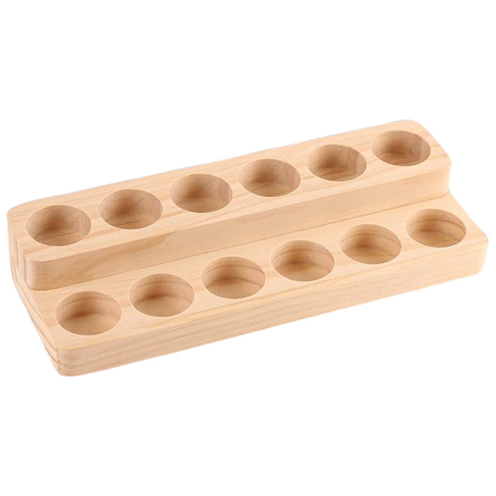 Piwvid 2-Tier Wooden Oil Display Stand 12-Slot Organizer, Natural ...