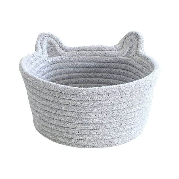Sohindel Cotton Rope Basket with Cute Cat Ears for Pet Toys Storage ...