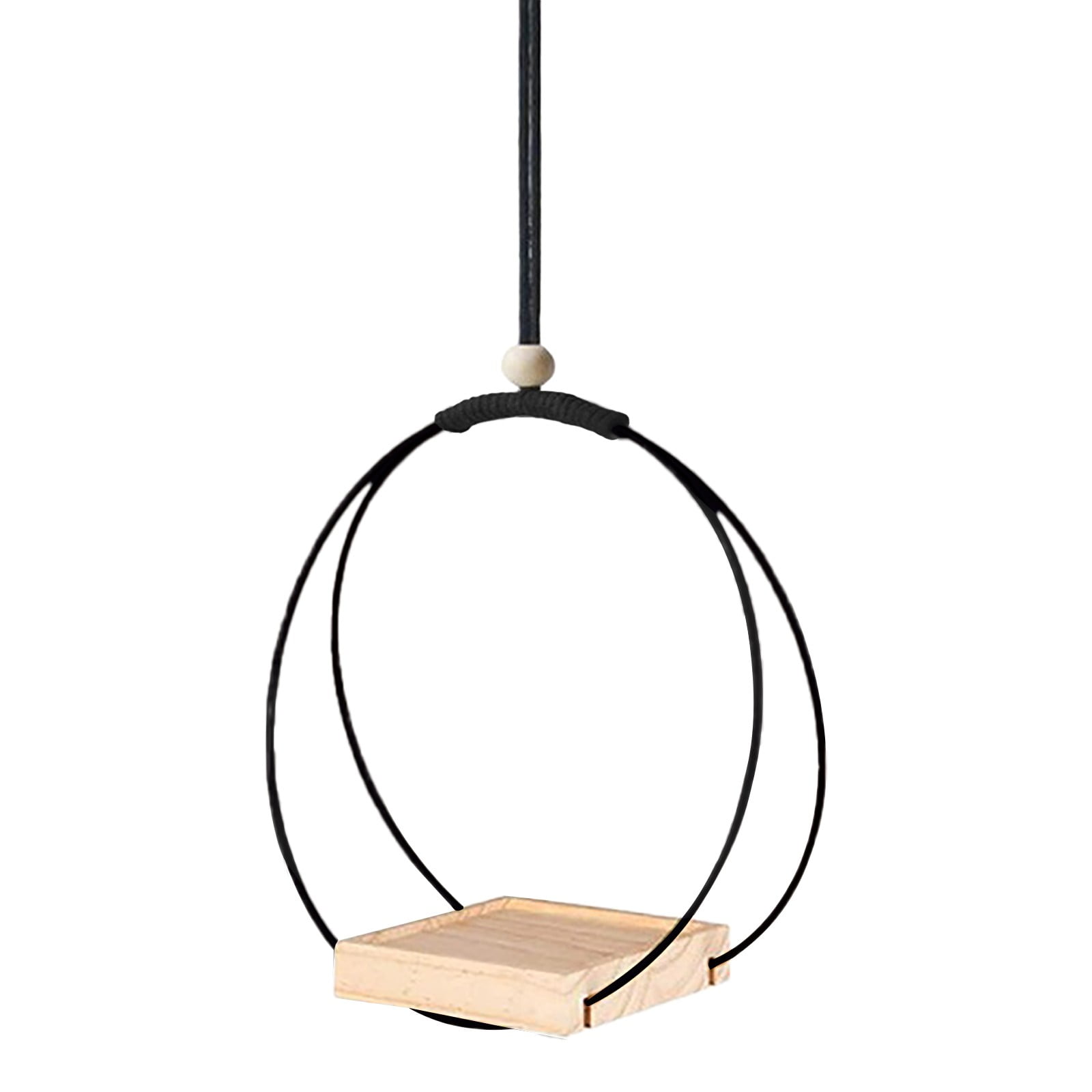 Piwvid Ceiling-Mounted Flower Pot Hanger with Metal Ring & Wood Base ...