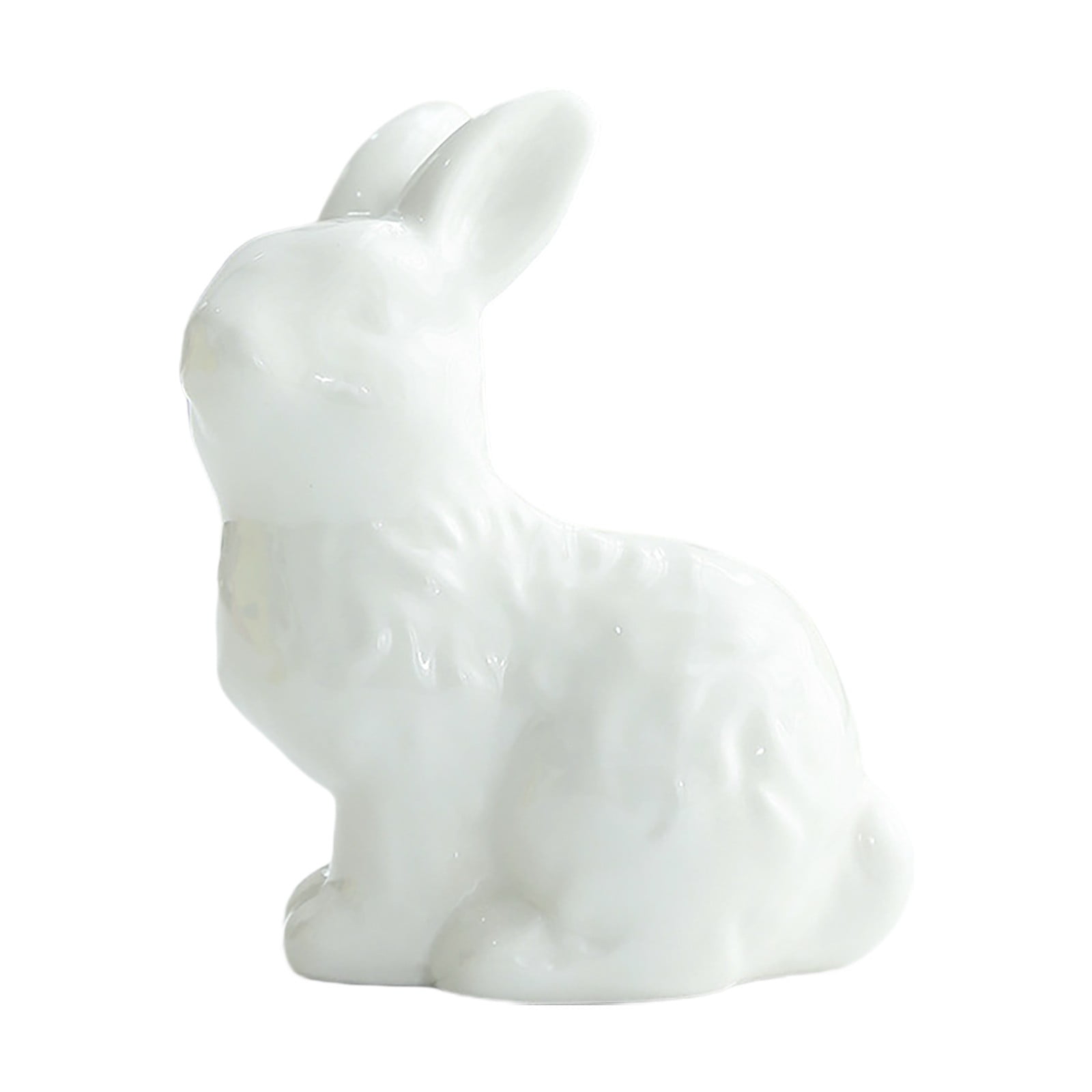 Piwvid Ceramic White Rabbits Easter Bunny Decorations Porcelain Bunny ...