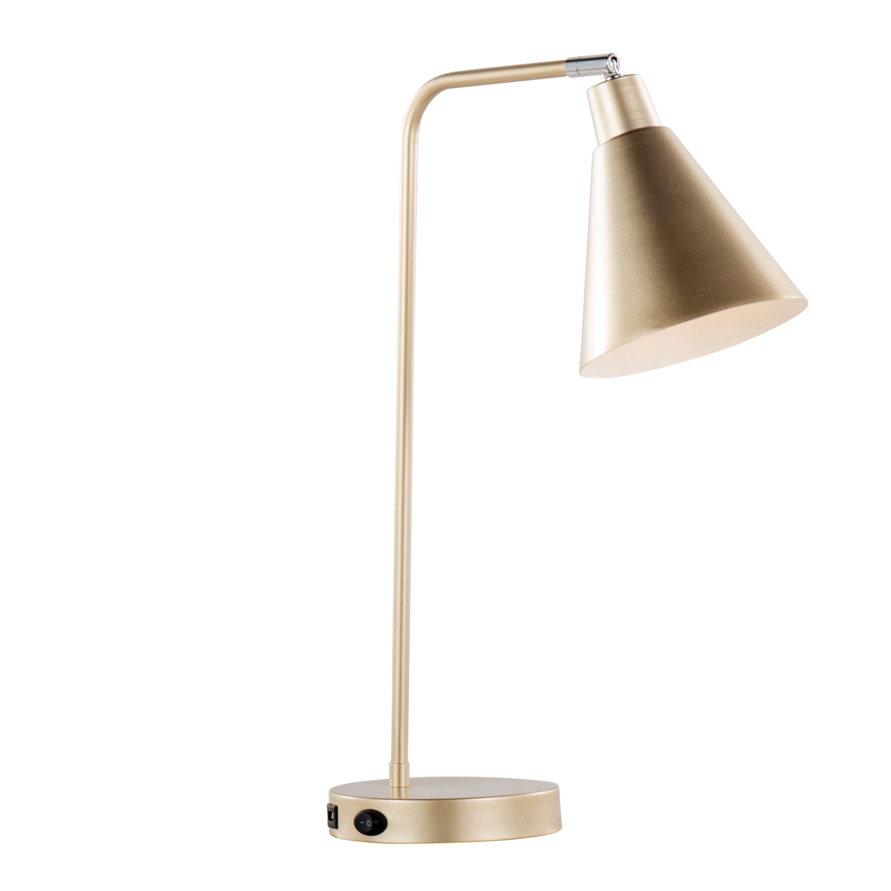 Pix 19" Contemporary Metal Task Lamp in Champagne Gold and White Metal ...