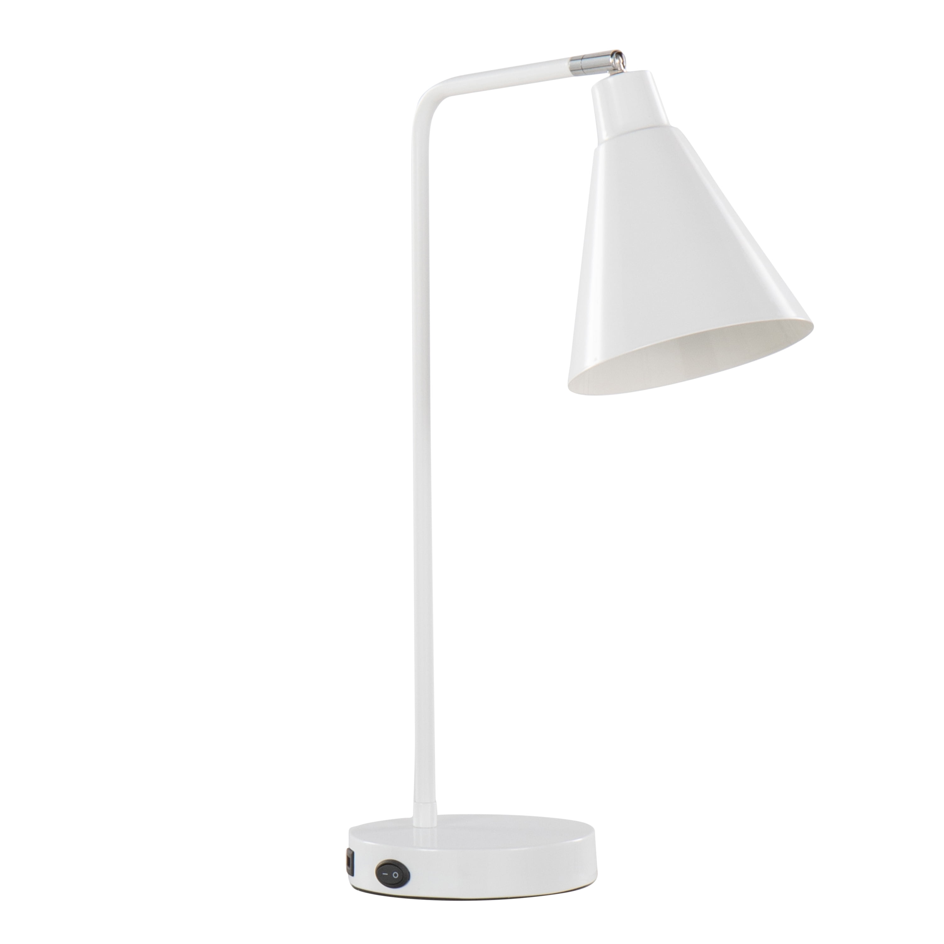 Pix 19" Contemporary Metal Task Lamp in Glossy White Metal and Chrome ...