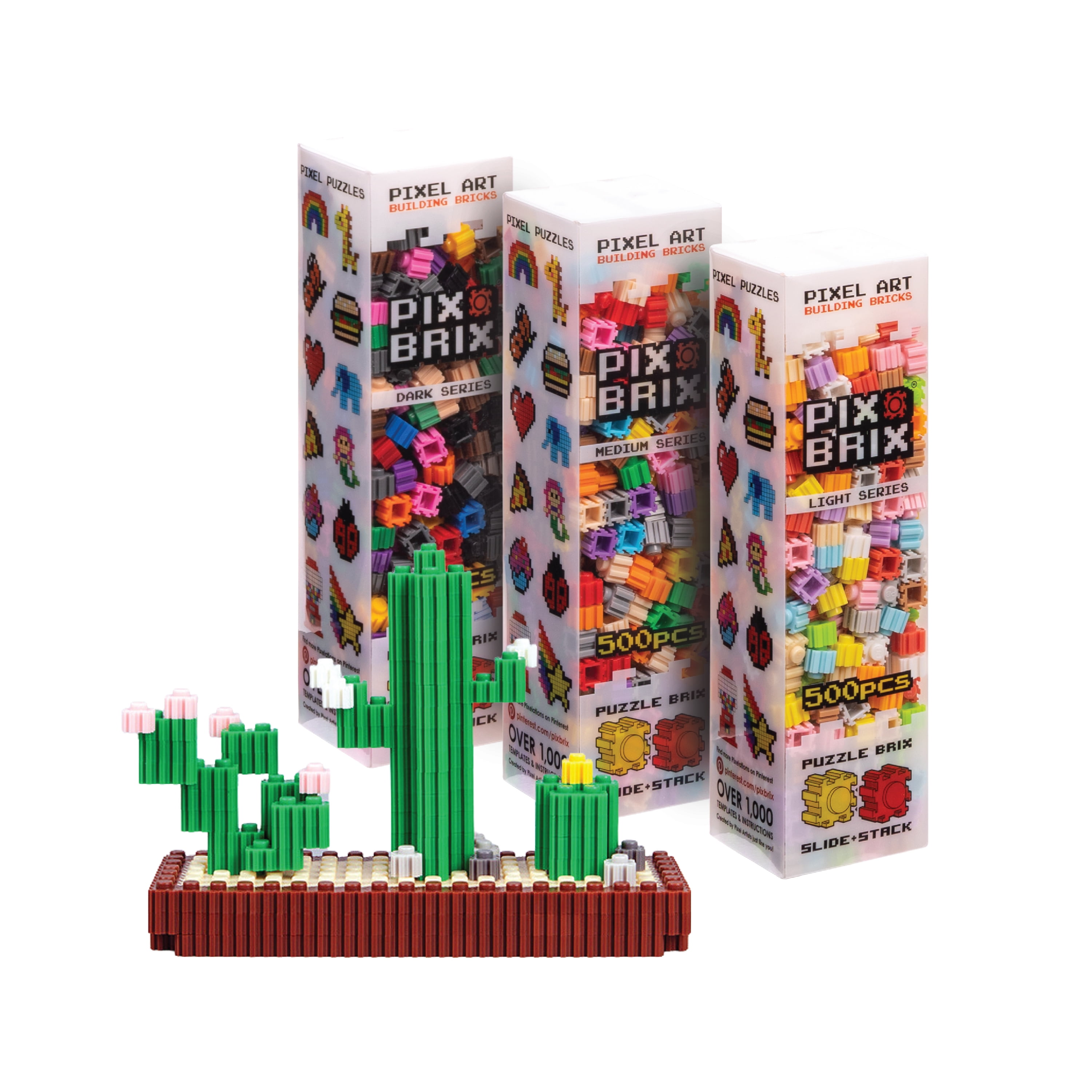 Pix Brix Pixel Art Puzzle Bricks, Black and White Bulk Brix - 1,500 Pieces (500 Light, 500 ...