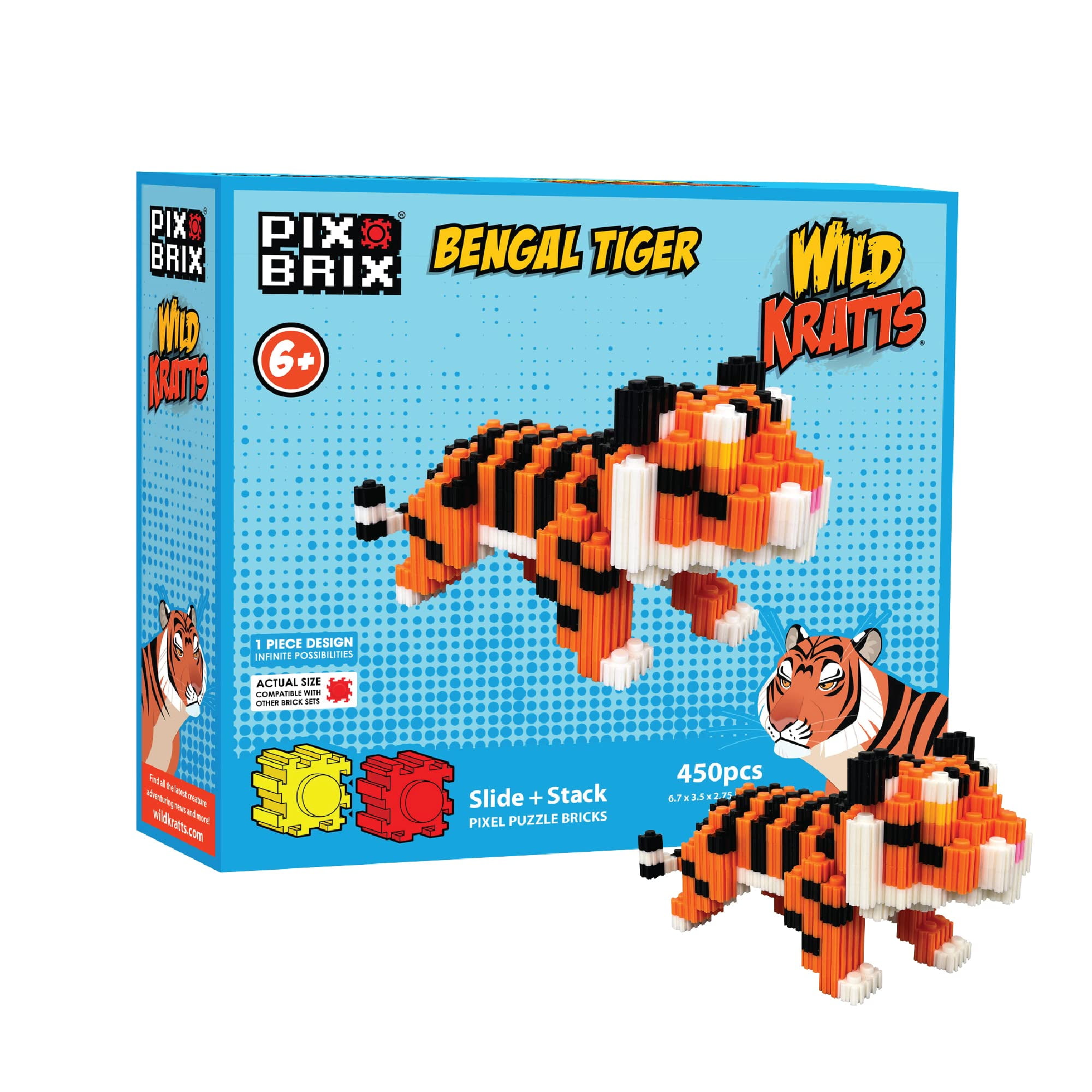 Pix Brix - Wild DHF10 Kratts Pixel Art Kit - Bengal Tiger, 450 Pieces ...