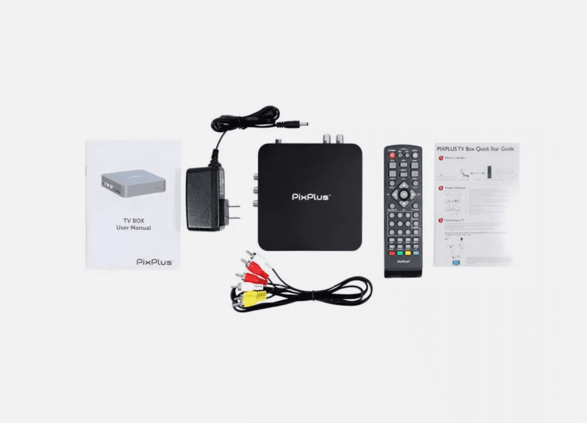 PixPlus Digital TV Converter Box Bundle w/DVR & 64GB Built-In Memory ...
