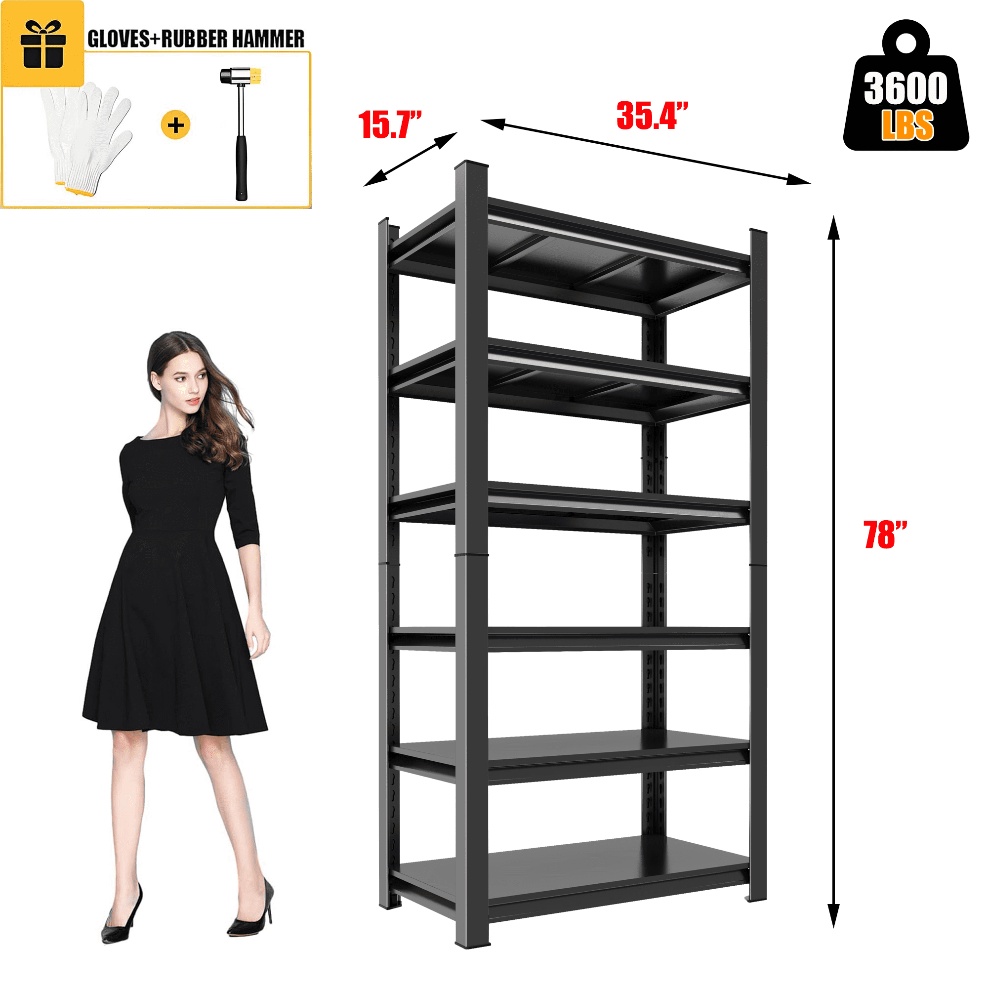 Pixafog Steel Garage Shelving,3600LBS 6 Tiers Heavy Duty Shelving ...
