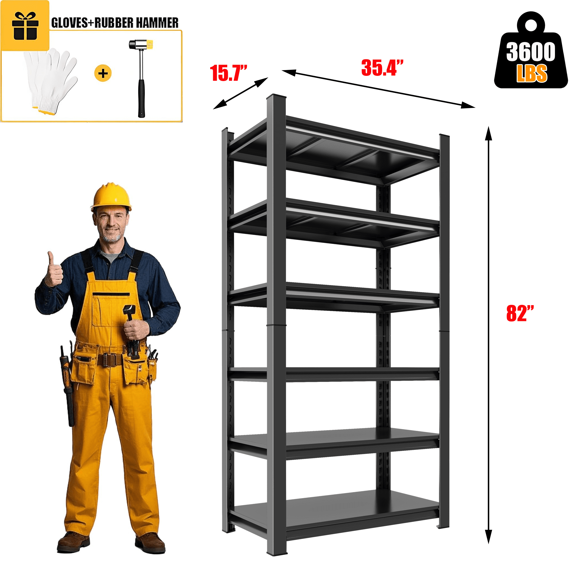 Pixafog Heavy Duty Metal Shelves for Storage,3600LBS 6 Tiers Garage ...