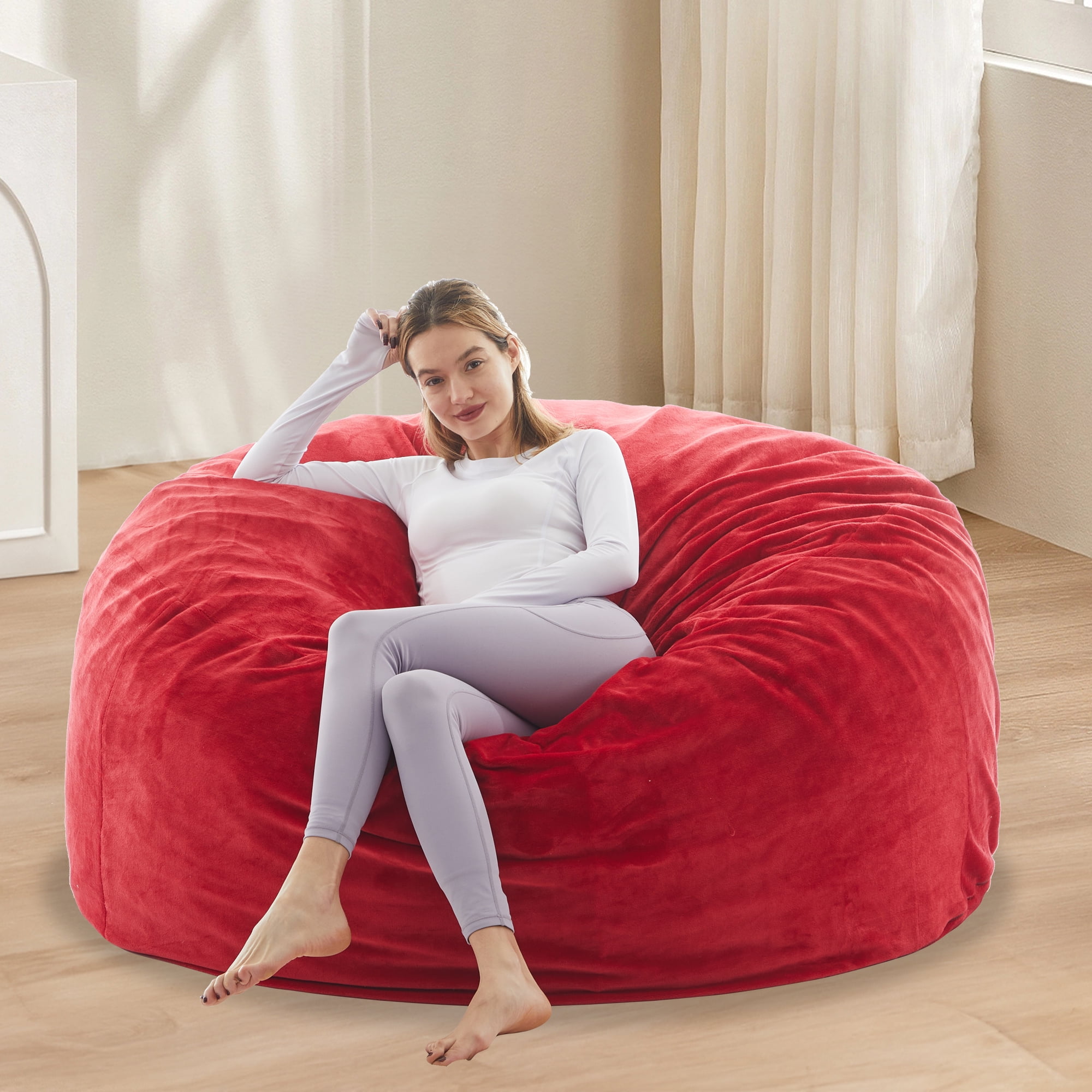 Pixafog 3ft Bean Bag Chair for Adults with Filling,Memory Foam Lazy ...