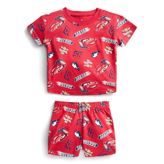 Pixar Cars Baby Boys Allover Print Short Sleeve Tee and Shorts Set, 2 ...