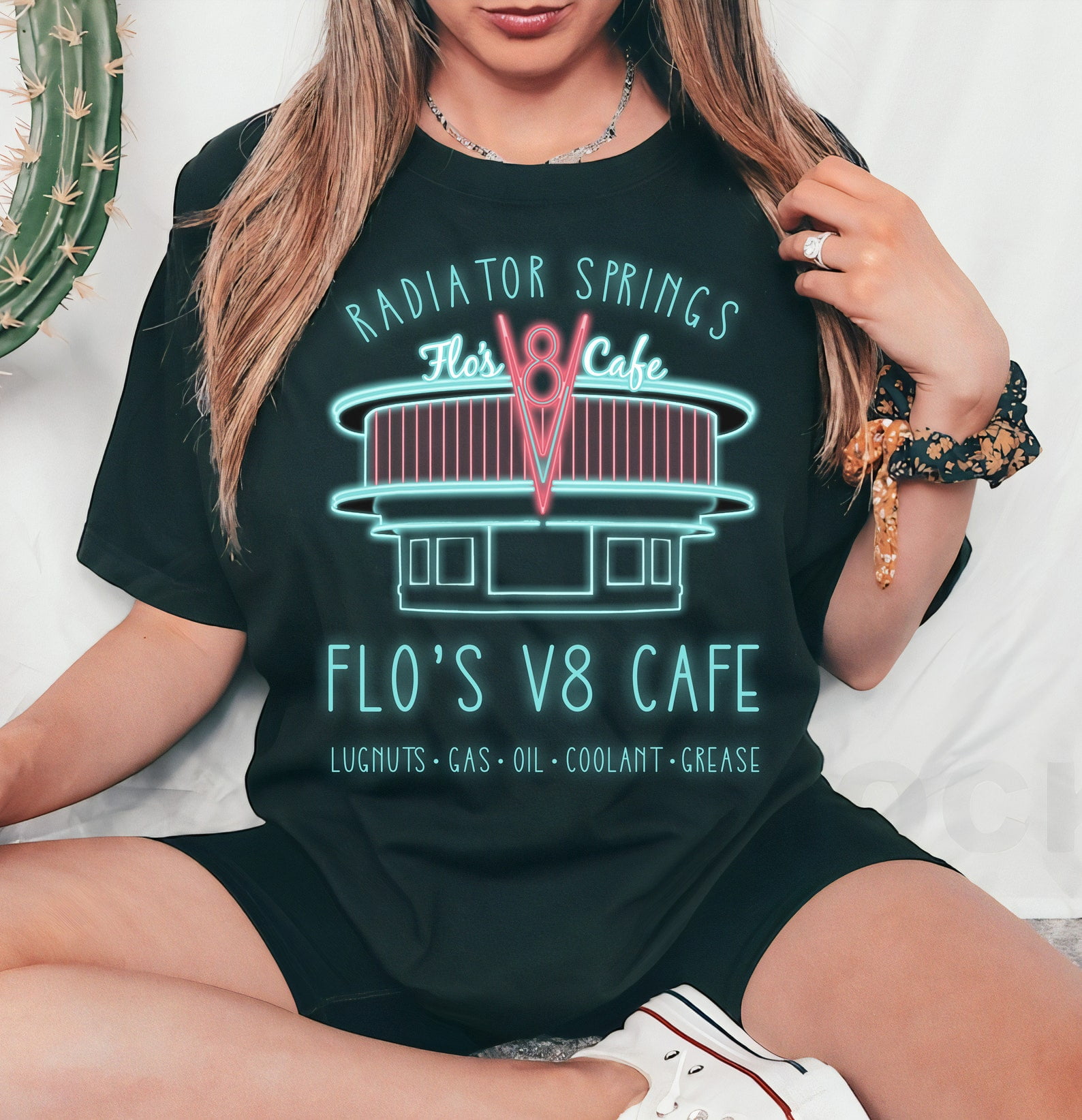 Pixar Cars Flo's V8 Cafe Poster Graphic T-Shirt, Cars Shirt, Magic ...