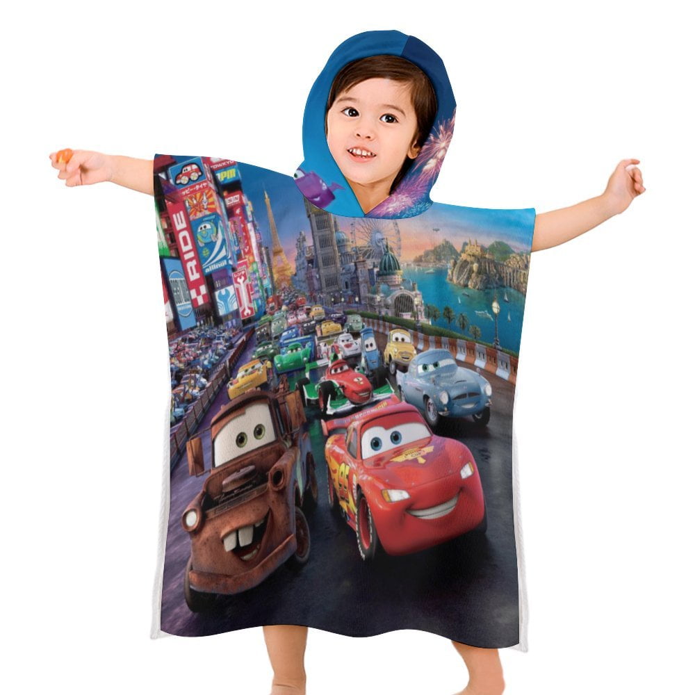 Pixar Cars Kids Beach Towels with Hood Soft Quick Dry Absorbent Hooded ...