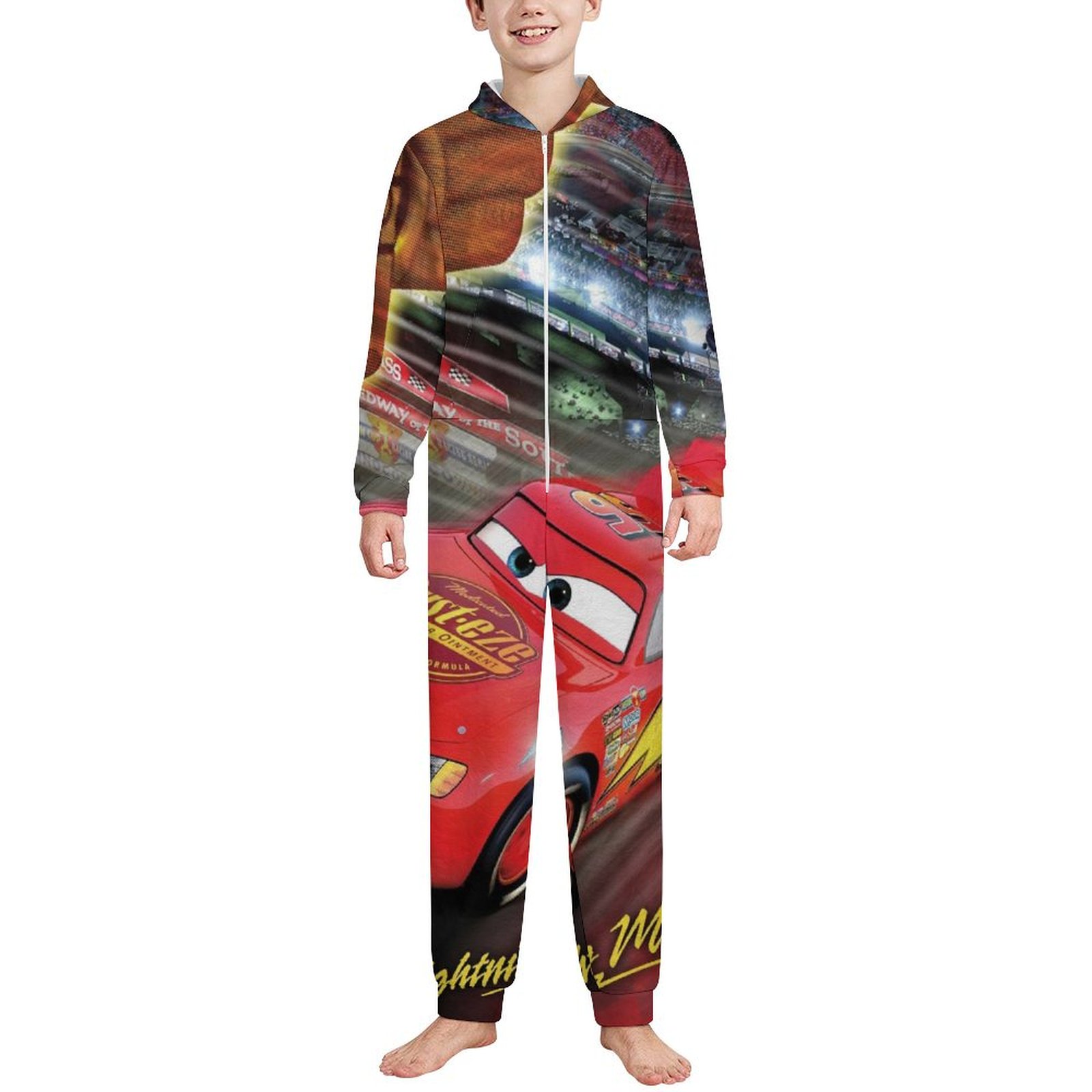 Pixar Cars Kids Pajamas One Piece Hooded Union Suit Onesie PJs ...