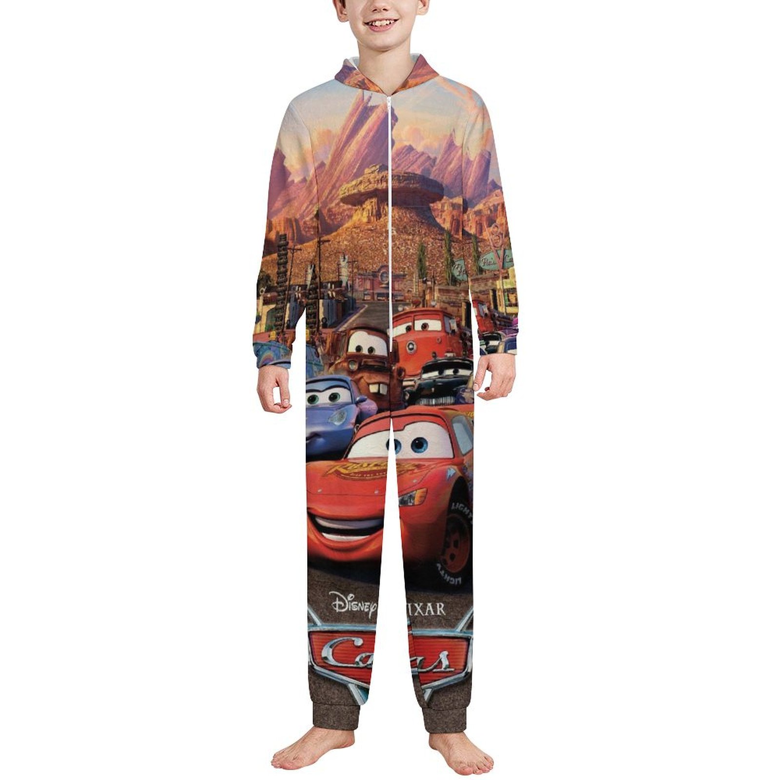 Pixar Cars Kids Pajamas One Piece Hooded Union Suit Onesie PJs ...