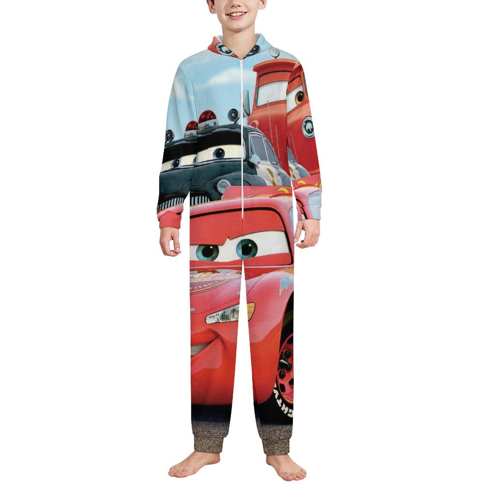 Pixar Cars Kids Pajamas One Piece Hooded Union Suit Onesie PJs ...