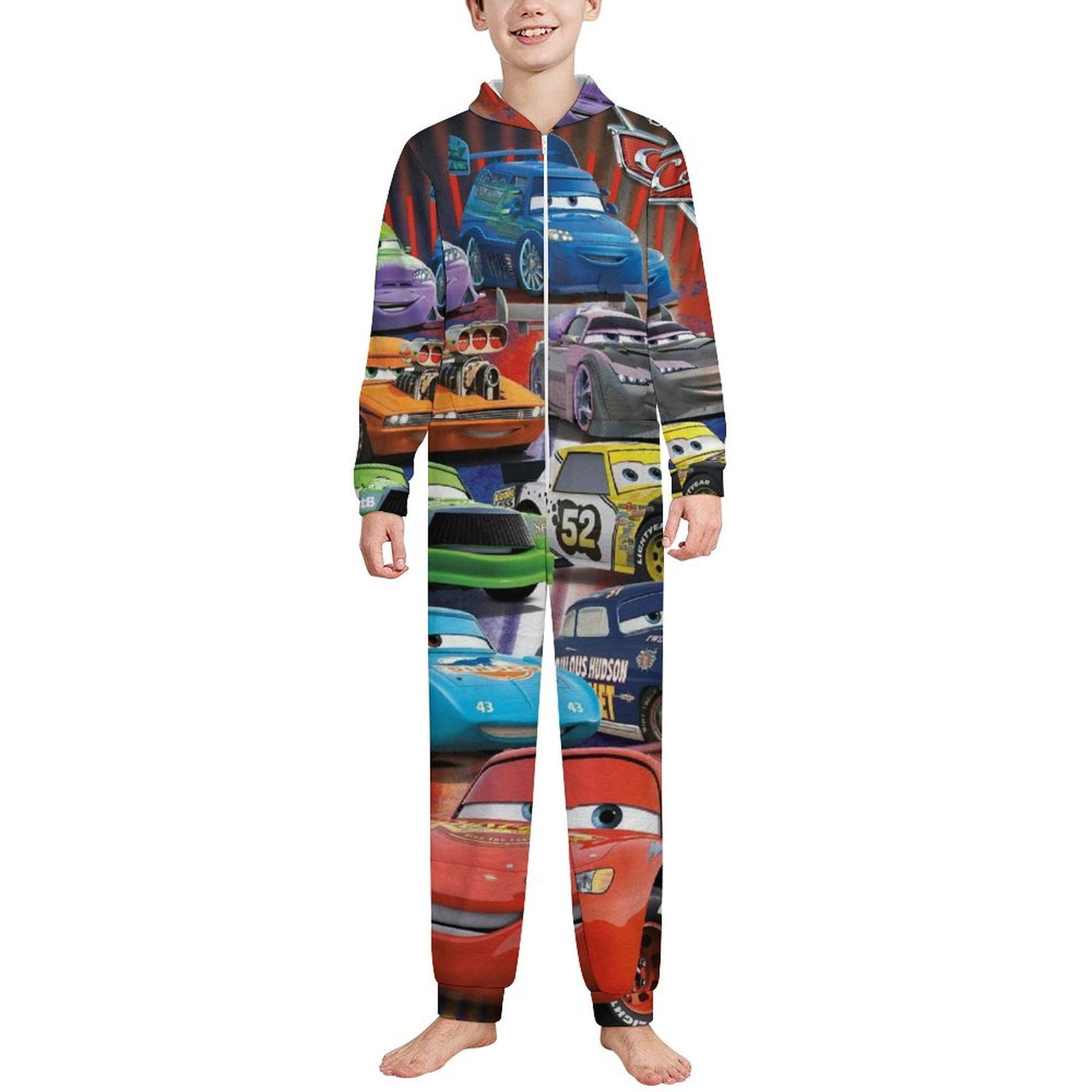 Pixar Cars Kids Pajamas One Piece Hooded Union Suit Onesie PJs ...