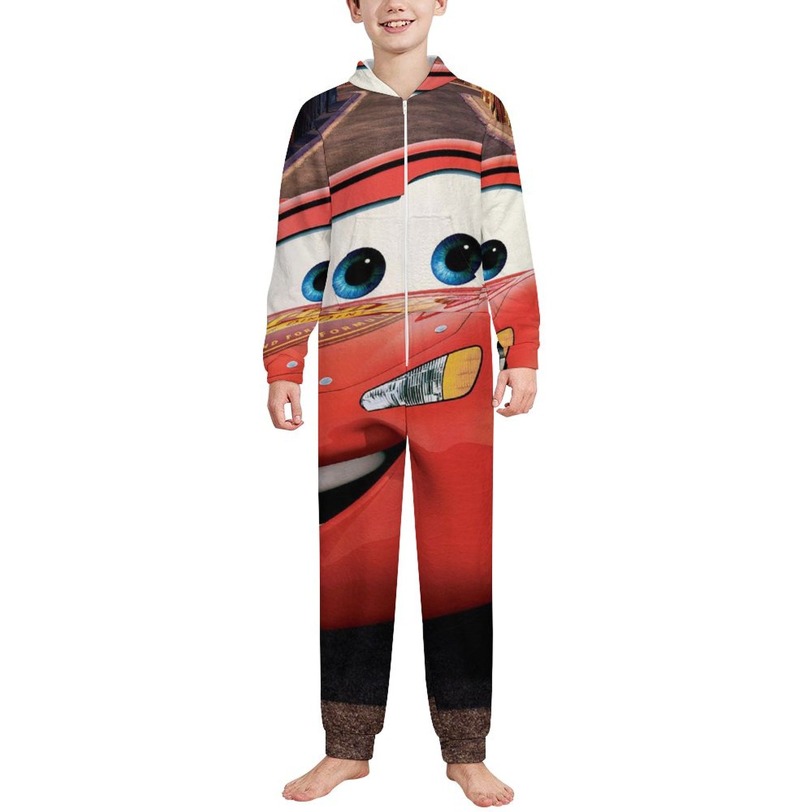 Pixar Cars Kids Pajamas One Piece Hooded Union Suit Onesie PJs ...