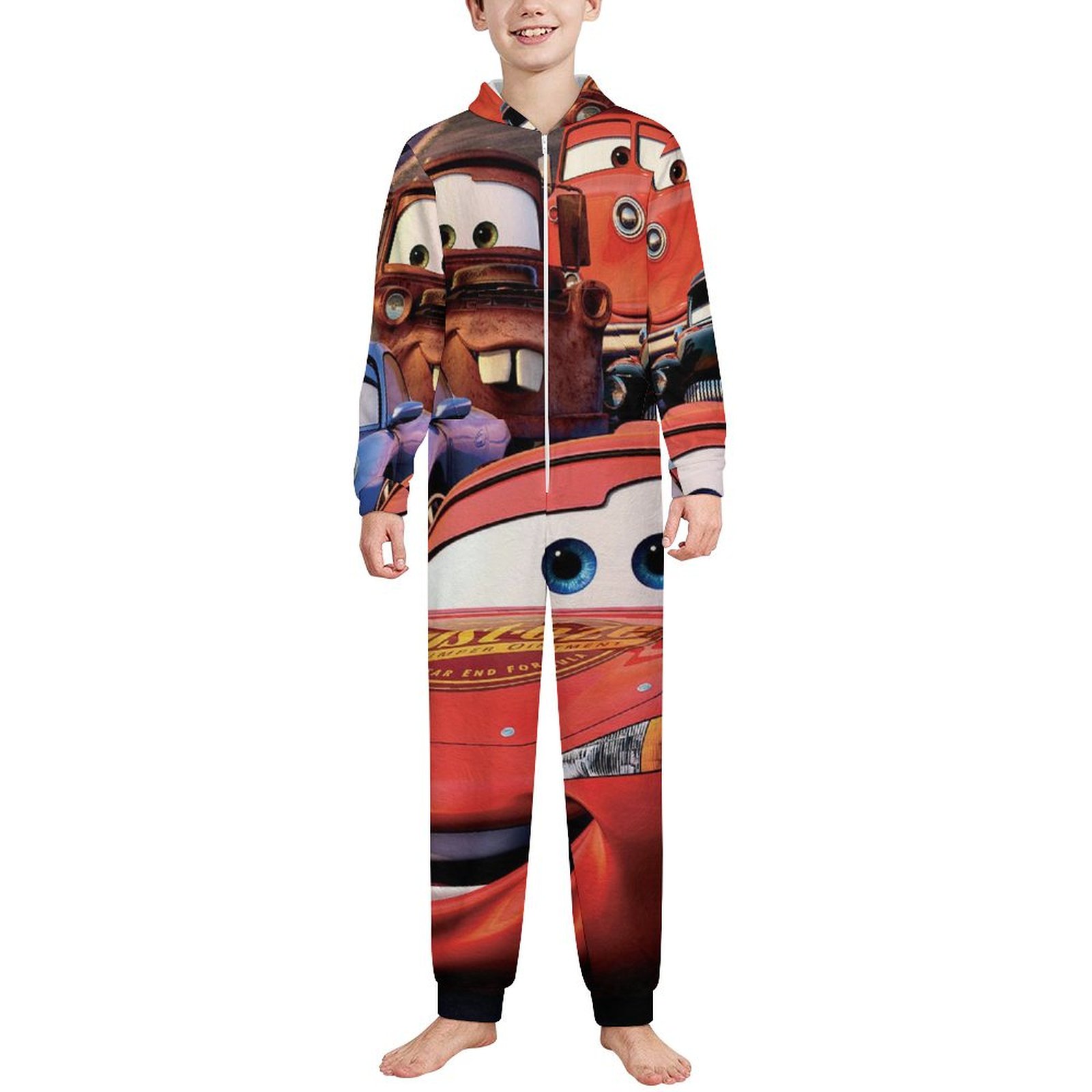 Pixar Cars Kids Pajamas One Piece Hooded Union Suit Onesie PJs ...