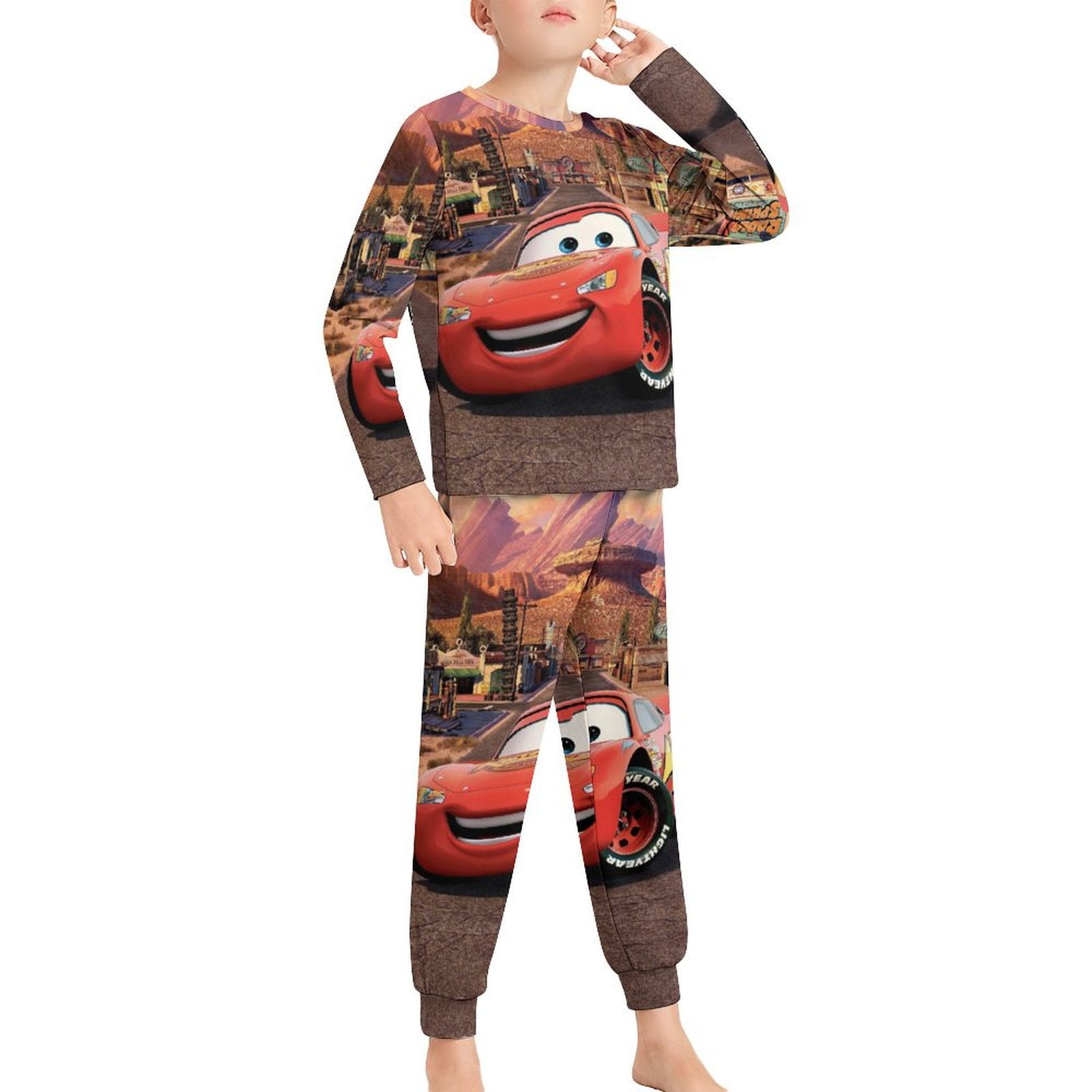 Pixar Cars Little Big Boys Girls Pajamas Set Long Sleeve Kids PJs ...