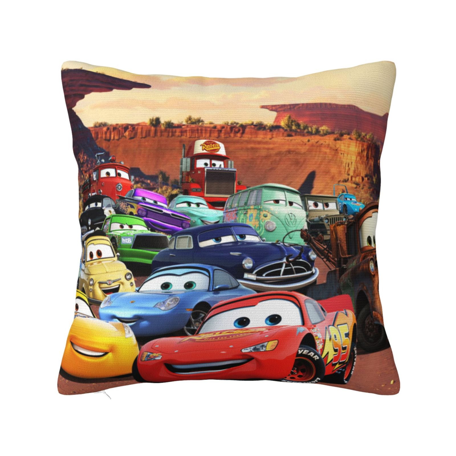 Pixar Cars Throw Pillow Cover 26"x26" Soft Pillow Case Cushion Cover ...