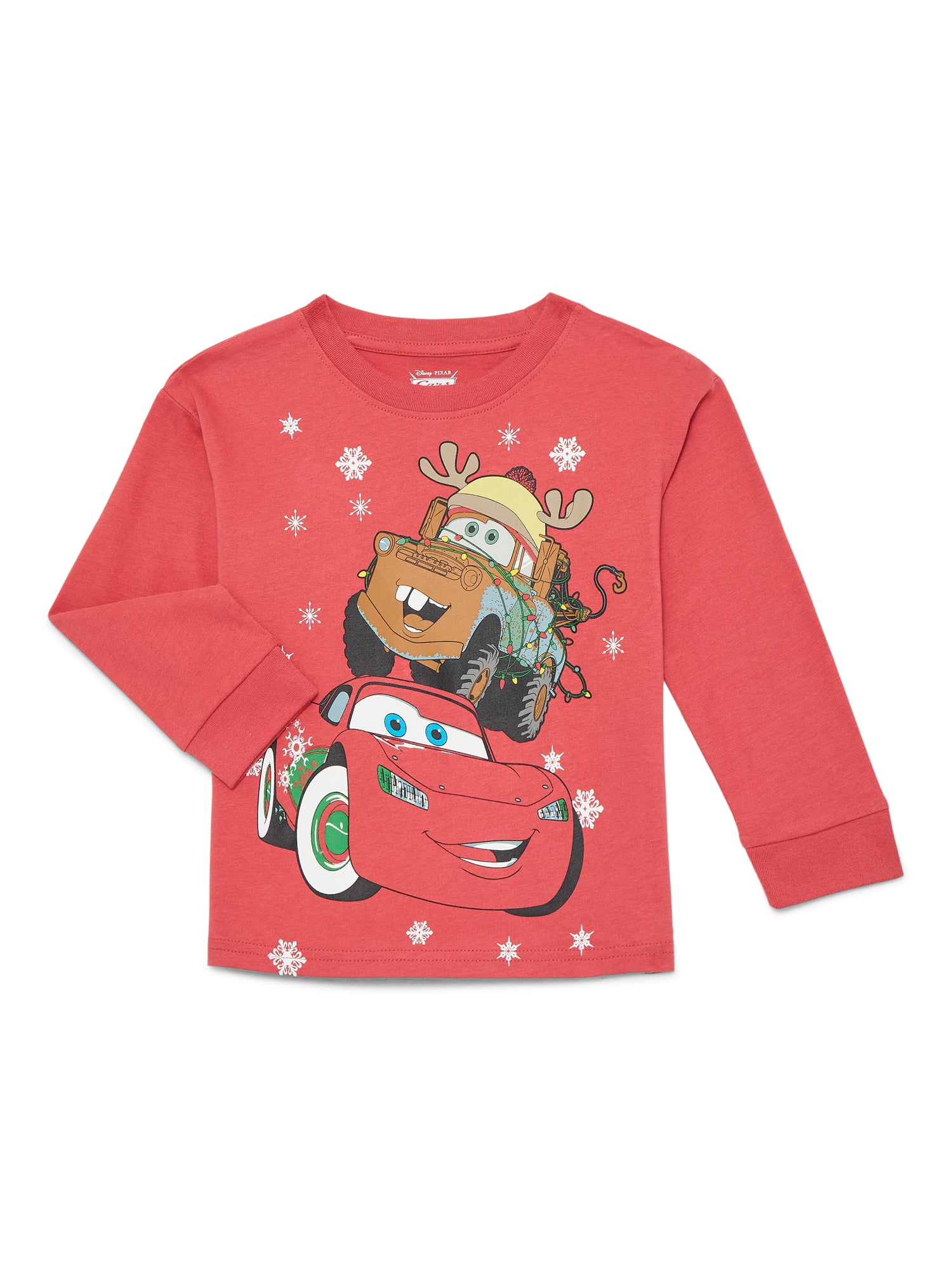Pixar Cars Toddler Boys' Christmas Graphic Tee with Long Sleeves, Sizes ...