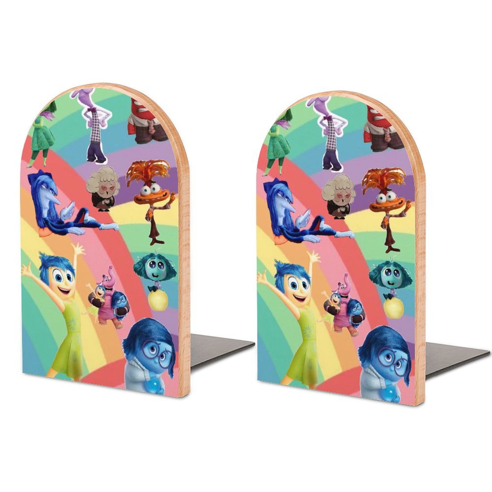 Pixar Inside Out 2 Current Mood Many Emotions 17 2PCS Wood Bookends for ...