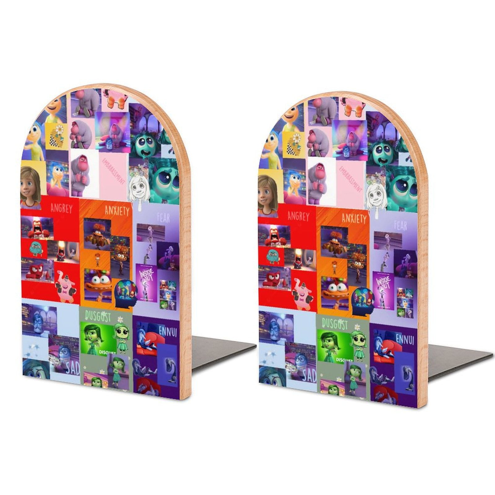 Pixar Inside Out 2 Current Mood Many Emotions 68 2PCS Wood Bookends for ...
