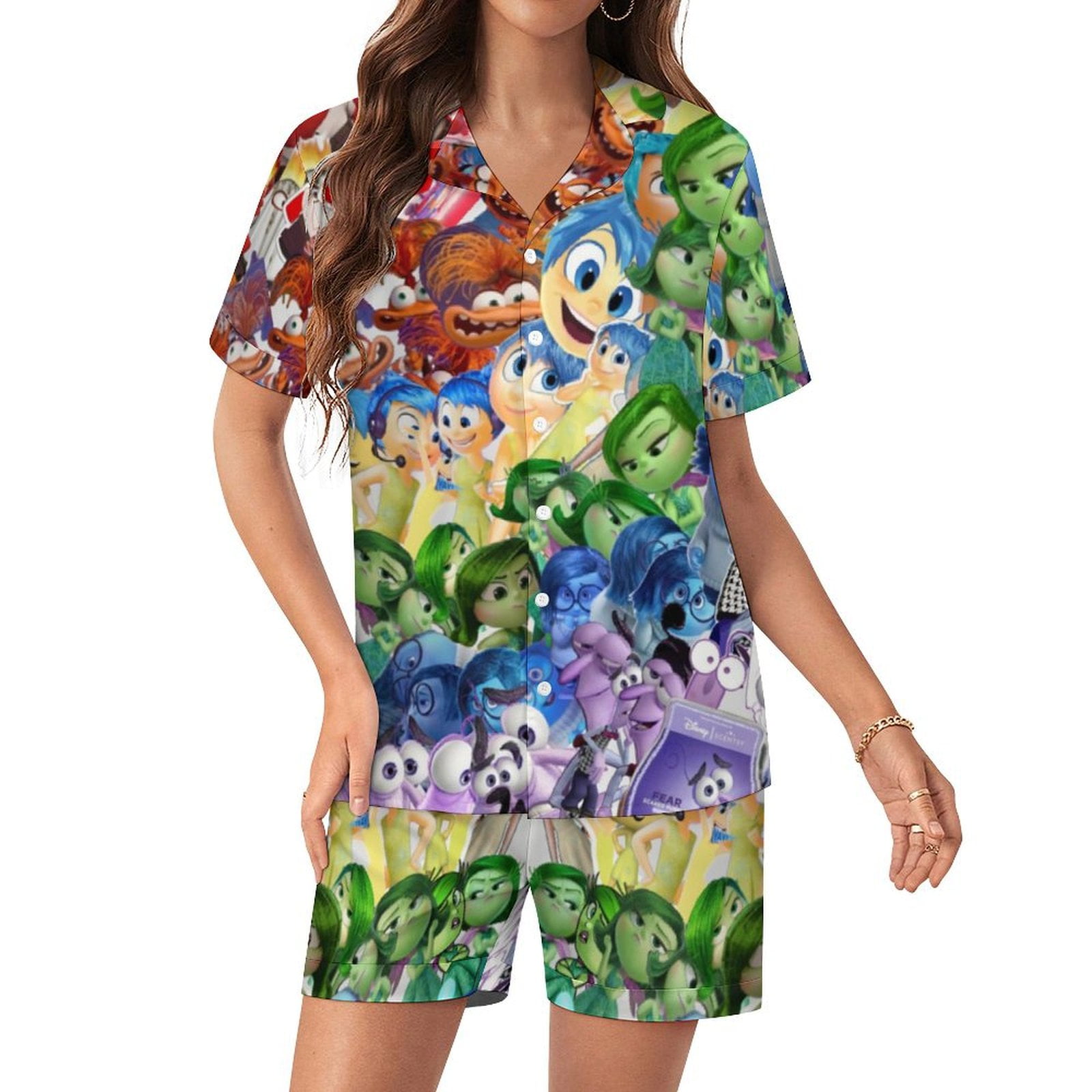 Pixar Inside Out Feel All Your Emotions Vintage Silk Pajama Sets Womens ...