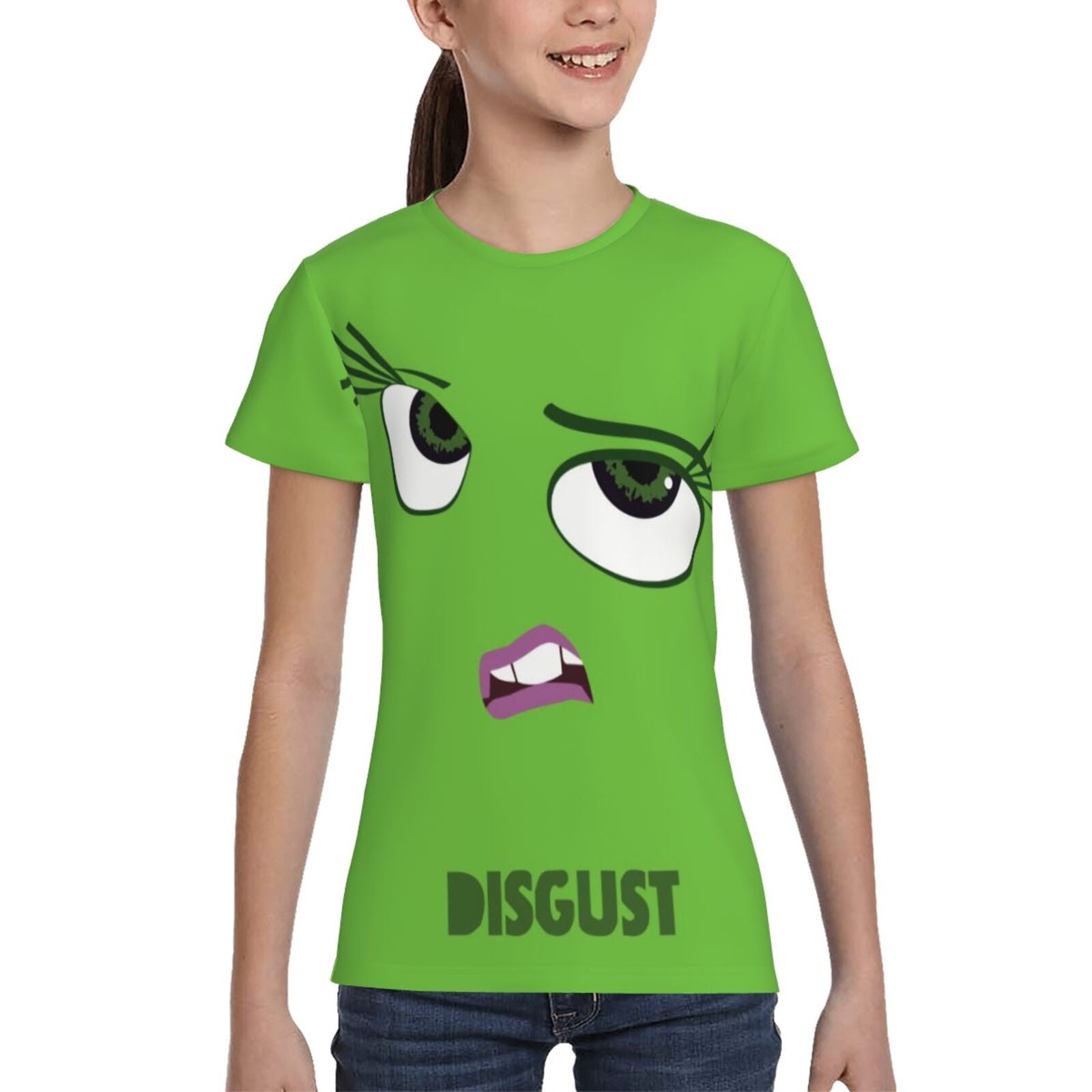 Pixar Inside Out Disgust Face T Shirt - Cotton Short Sleeve Graphic ...