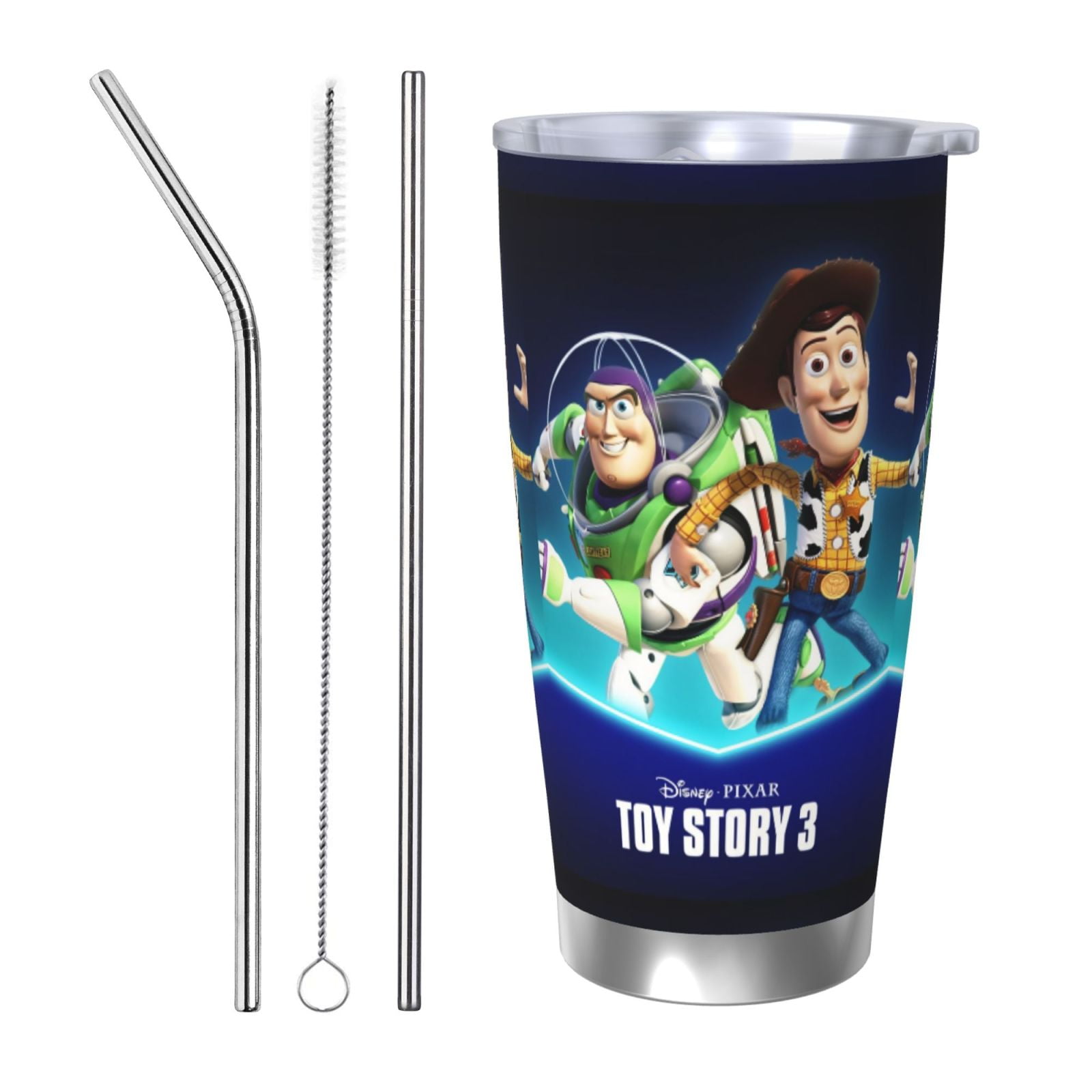 Pixar Toy Story Buzz Lightyear Woody Buds Kids Water Bottle with Straw Lid,Insulated Stainless ...