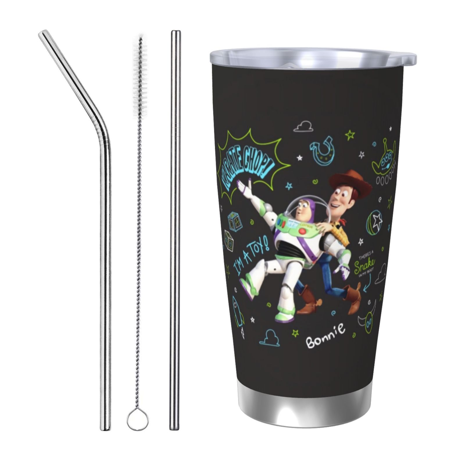 Pixar Toy Story Buzz Lightyear Woody Buds Tumbler with Lid Stainless ...