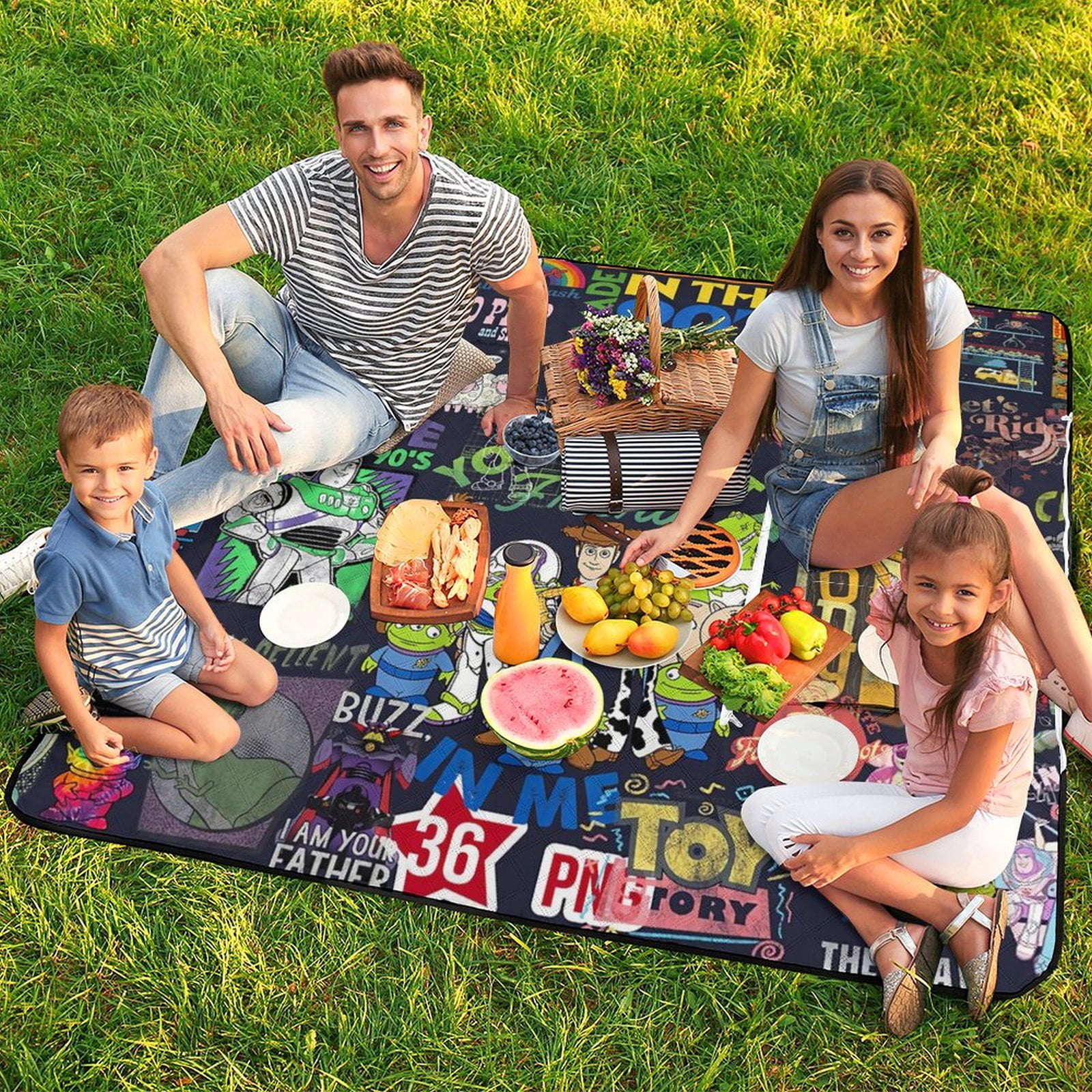 Pixar Toy Story Buzz Lightyear Woody Picnic Blankets,59x59 Waterproof ...