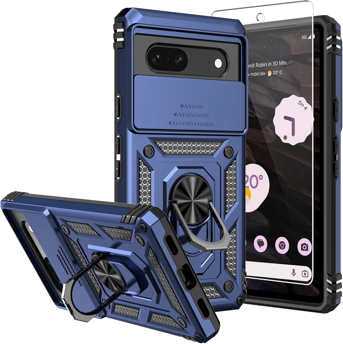 for Pixel 7a Case,with Screen Protectors and Camera Cover,[Military ...