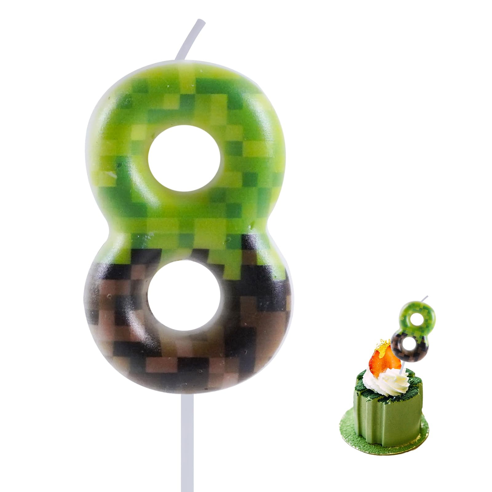 Pixel 8th Birthday Candle, Crafting Number RST1 8 Cake Candle Birthday ...
