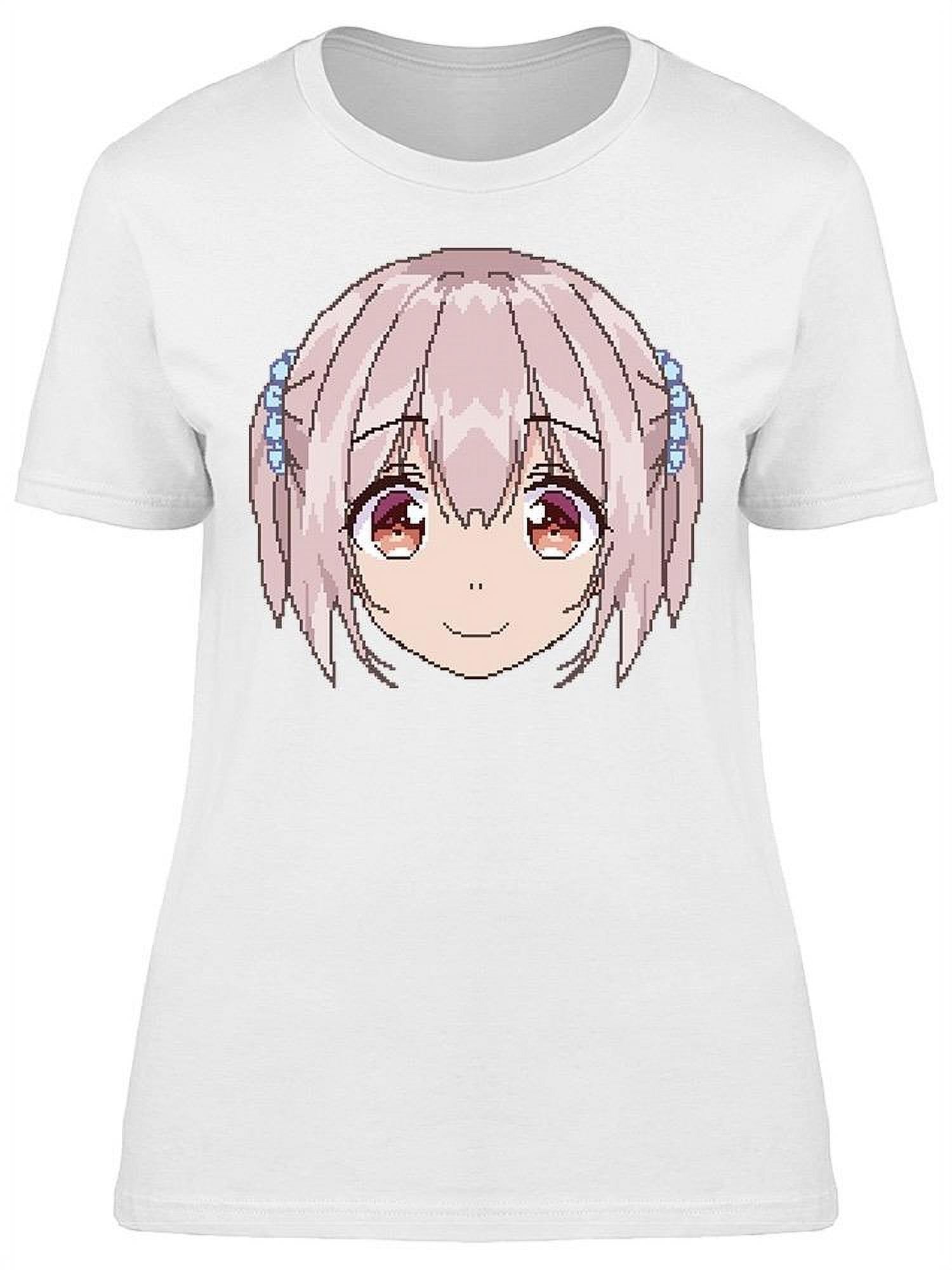Pixel Anime Girl Face T-Shirt Women -Image by Shutterstock, Female ...