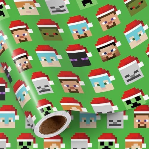 Pixel Art Christmas Wrapping Paper Roll, Mini Roll, Pixel Art Santa Hat ...