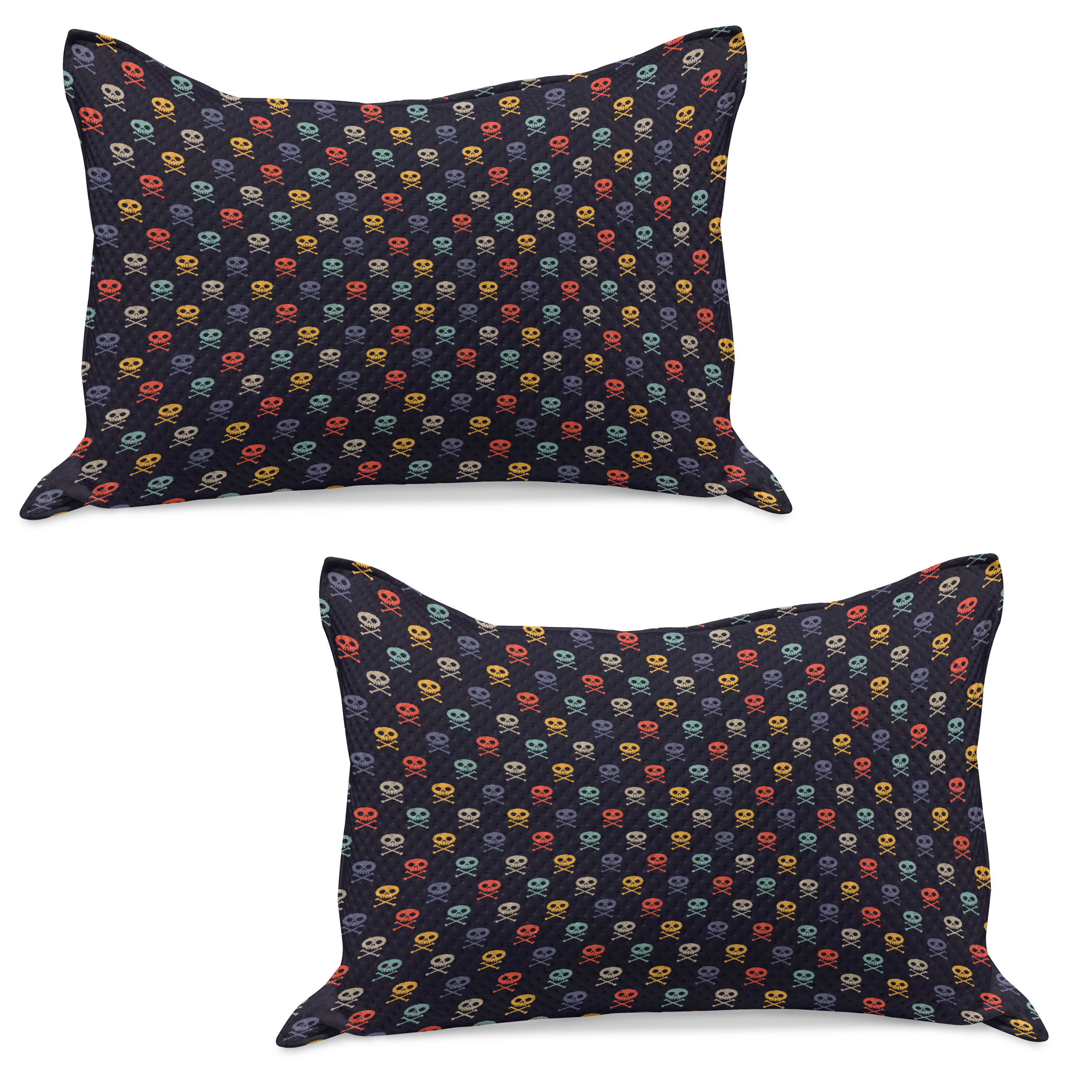 Pixel Art Knitted Quilt Pillowcover Set of 2, Skull with Bones Pirate ...