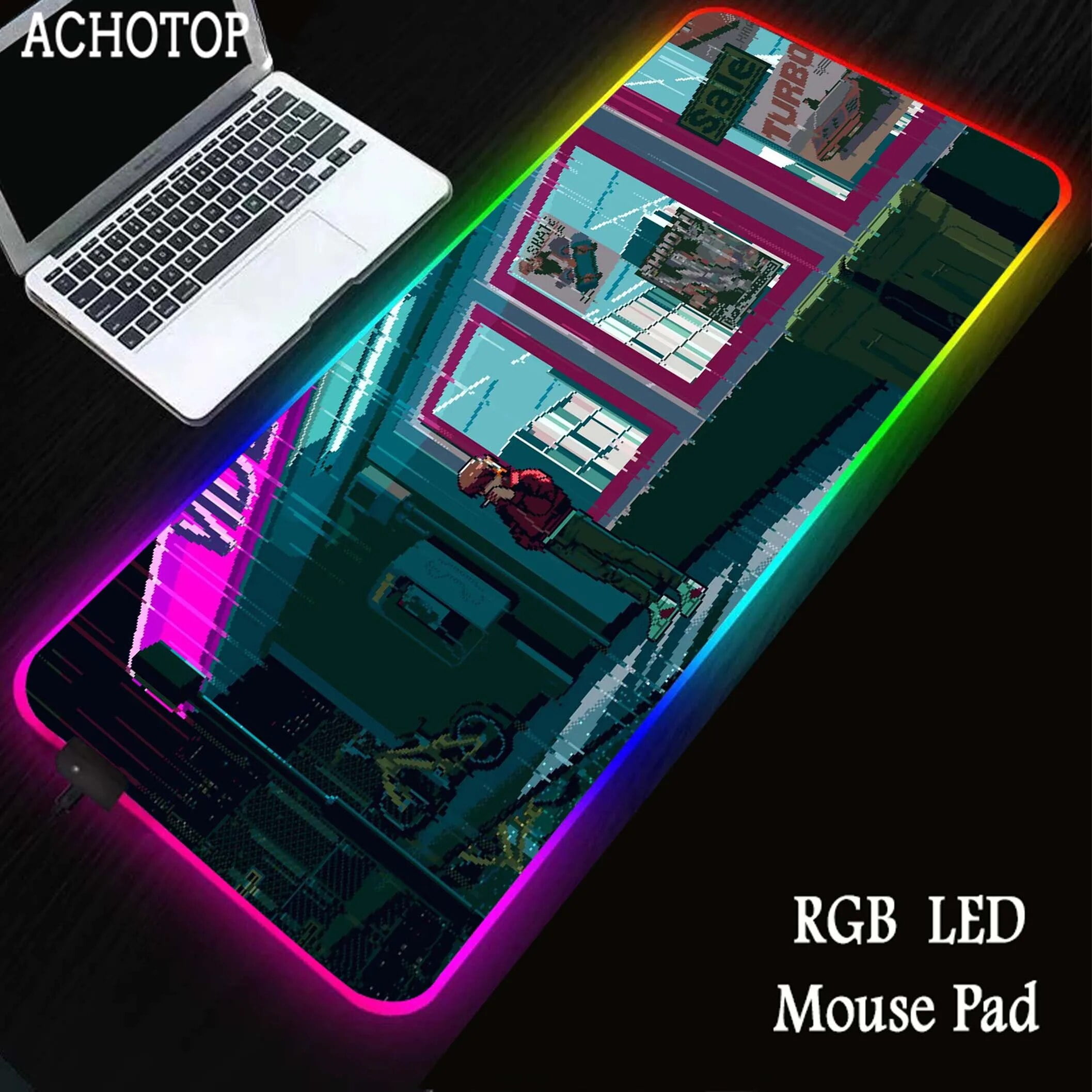 Pixel Art Mousepad Neon Gamer Mouse Pad Gaming Desk Mat Alfombrillas de ...