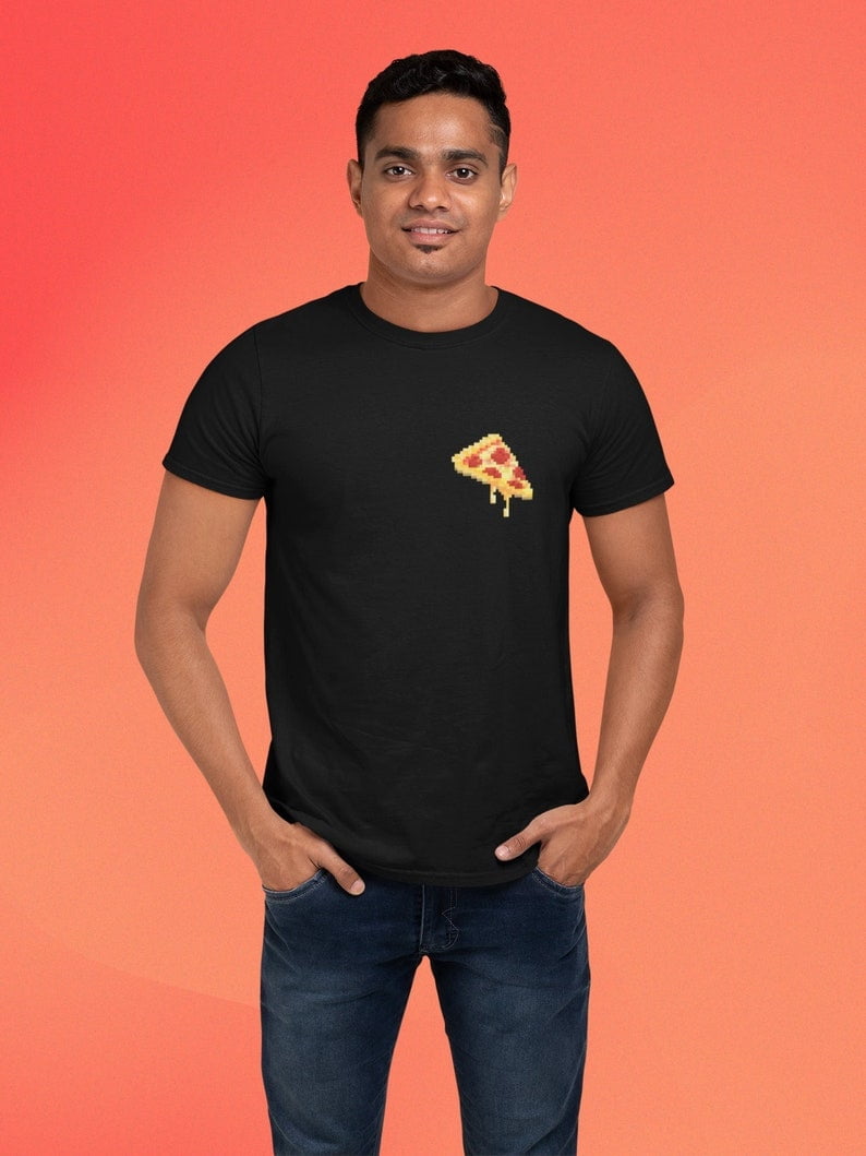 Pixel Art Pizza Pocket Tee, Voxel Pizza 8 Bit Graphic, Men's, Women's ...