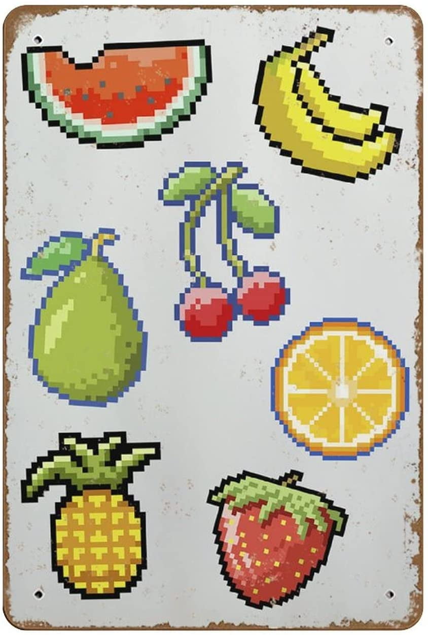 Pixel Art Art Print Wall Art Gift Poster Pixel Art Fruits Pixel Retro 8 ...