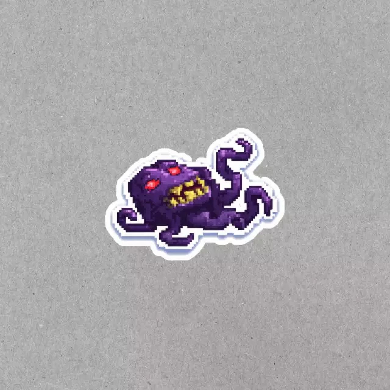 Pixel Art Purple Octopus Sticker - Retro 8-Bit Gaming Decalphone Decal ...