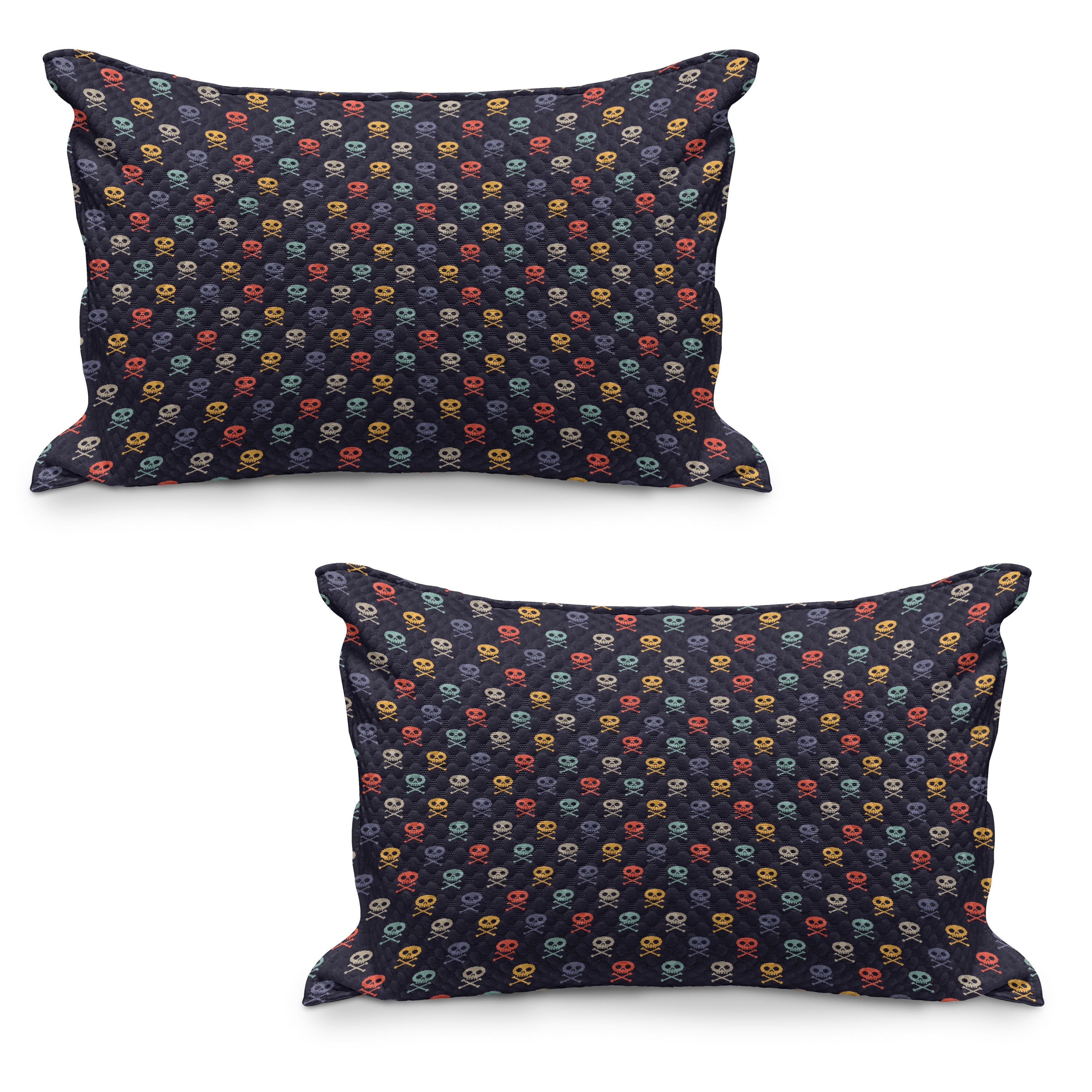 Pixel Art Quilted Pillowcover Set of 2, Skull with Bones Pirate ...