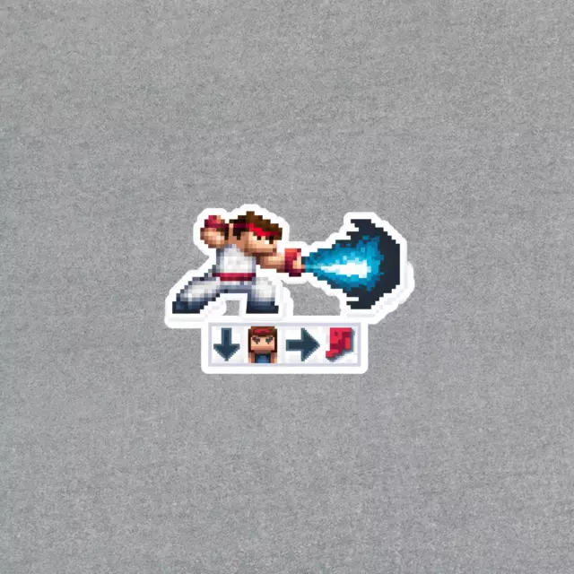 Pixel Art Ryu From Street Fighter Sticker Retro 8-Bit Gaming Decalphone ...