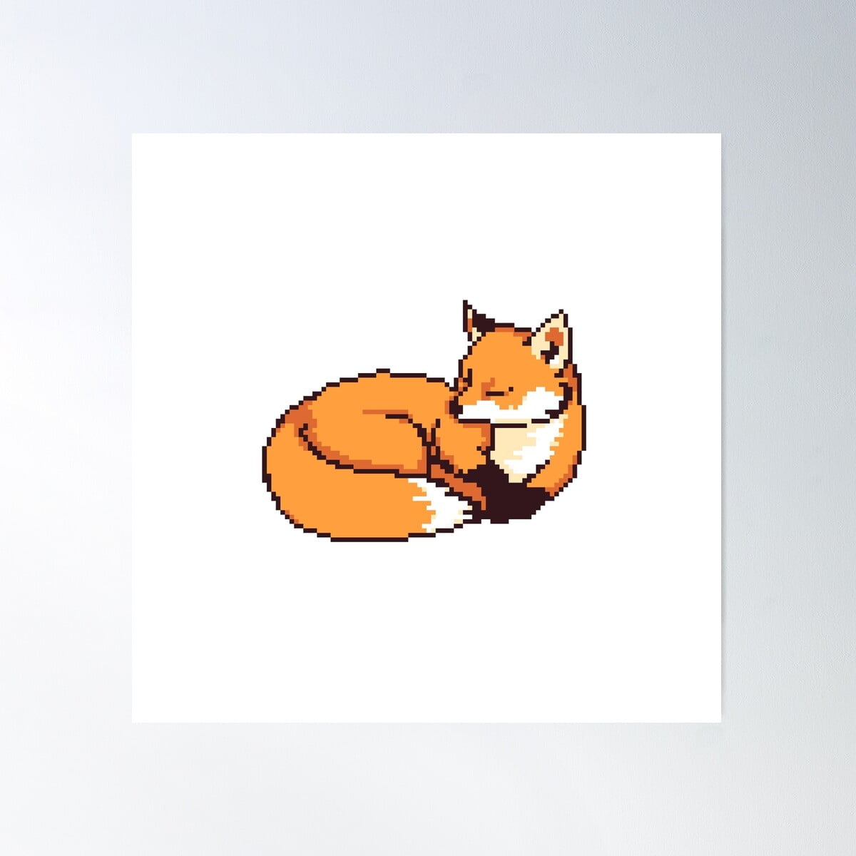 Pixel Art Sleeping Fox | Cozy Forest Animal Retro Design Poster Wall ...
