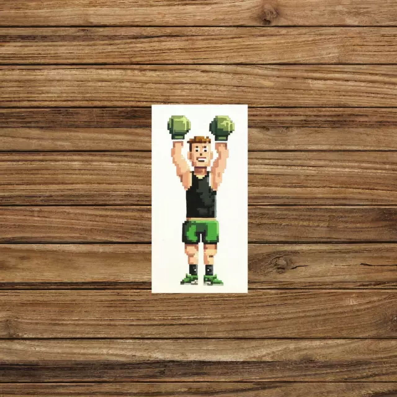 Pixel Art Weightlifter Sticker - Retro 8-Bit Gym Workout Decalphone ...