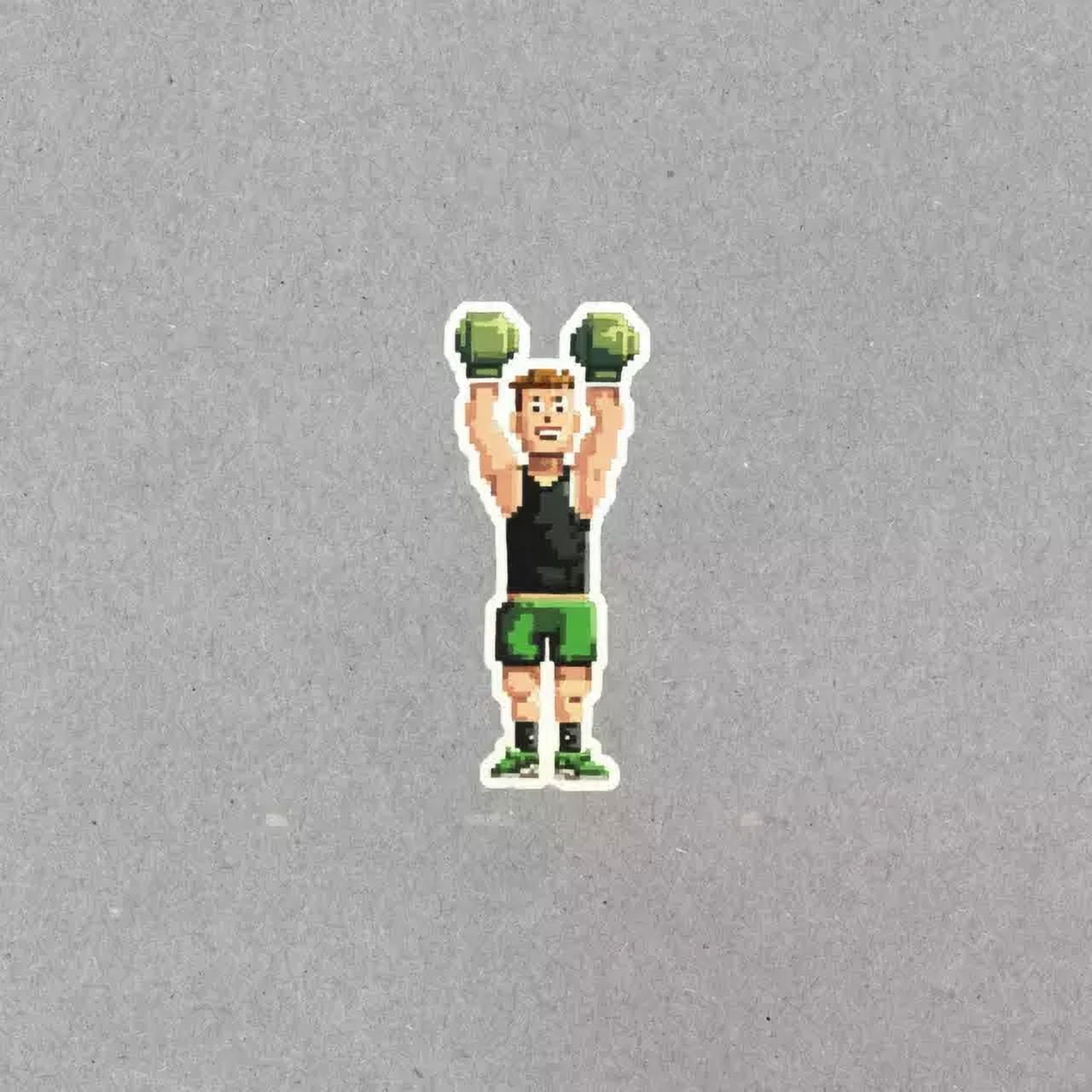 Pixel Art Weightlifter Sticker - Retro 8-Bit Gym Workout Decalphone ...