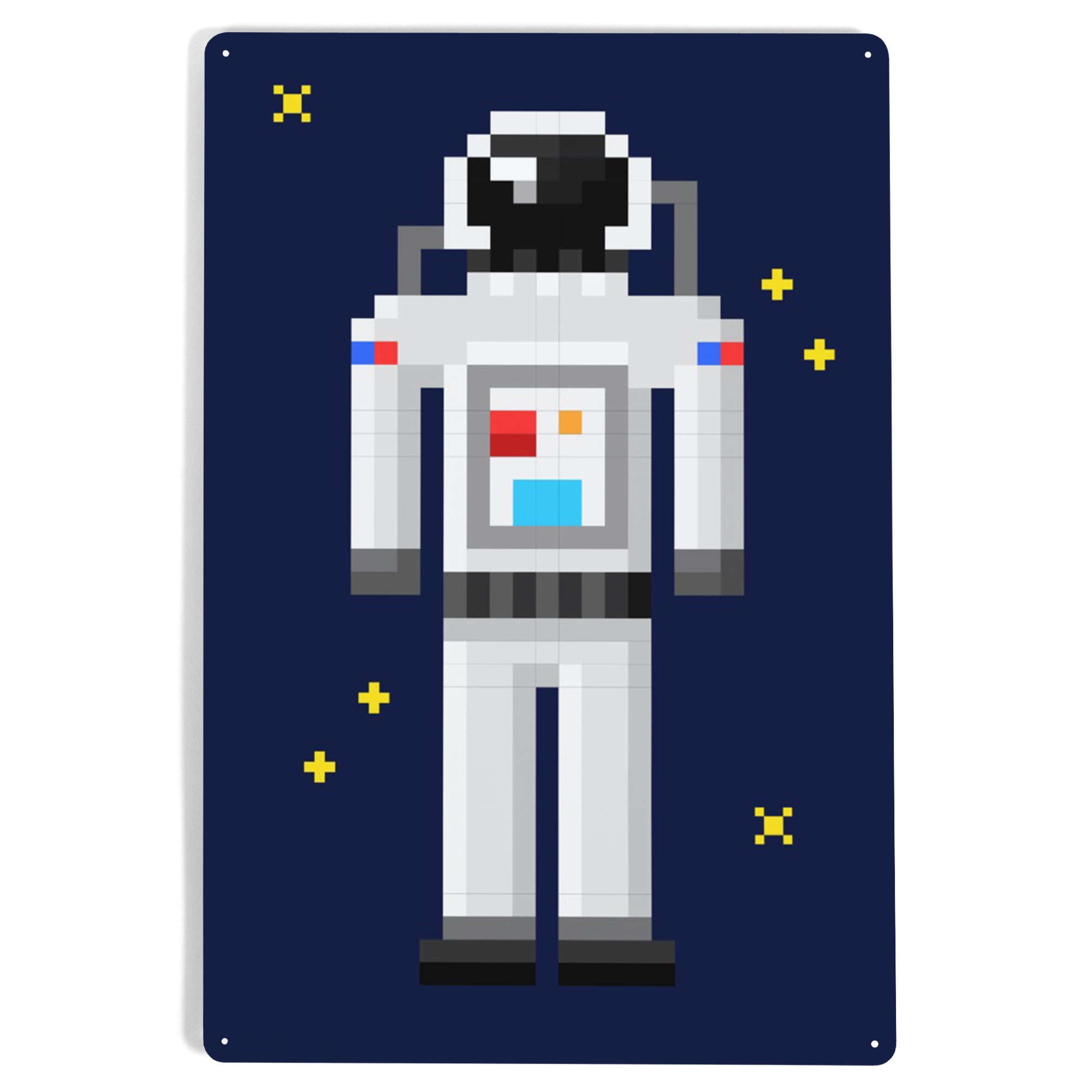 Pixel Astronaut, 8 Bit (12x18 Aluminum Art, Indoor Outdoor Metal Sign ...